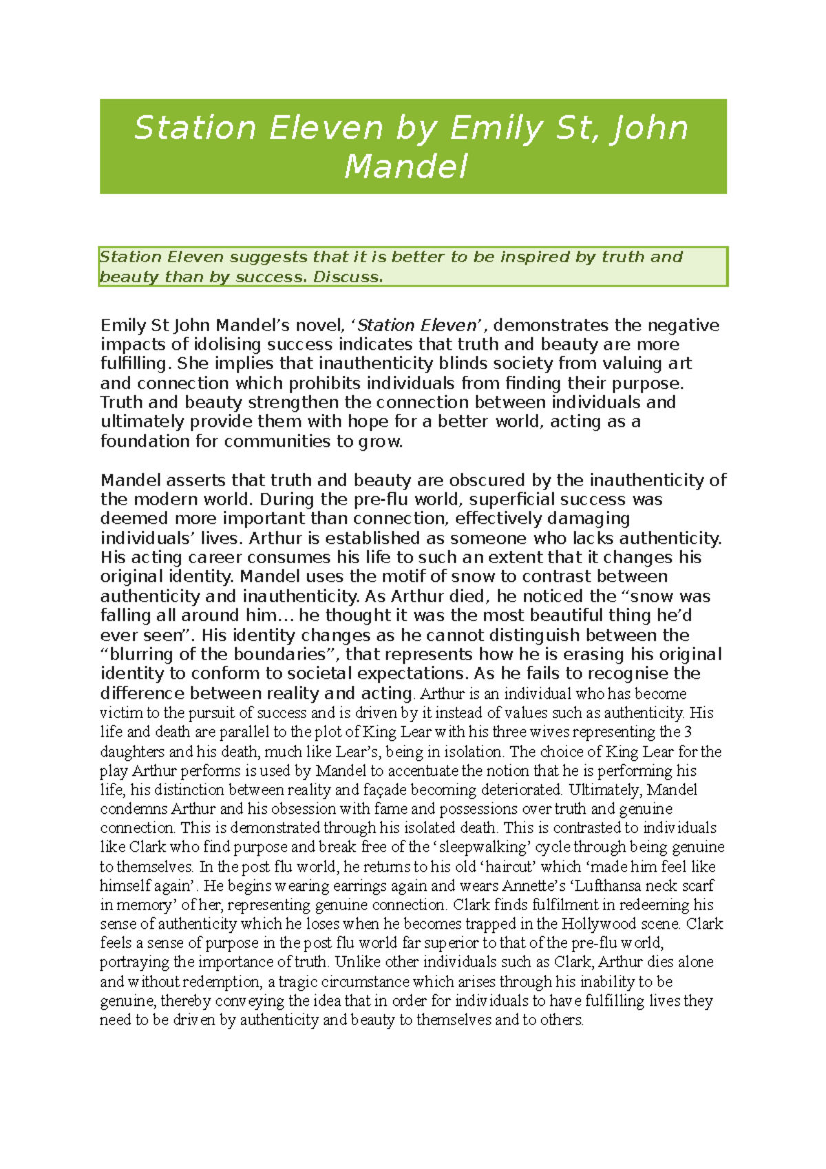 Station Eleven by Emily St - Discuss. Emily St John Mandel’s novel ...