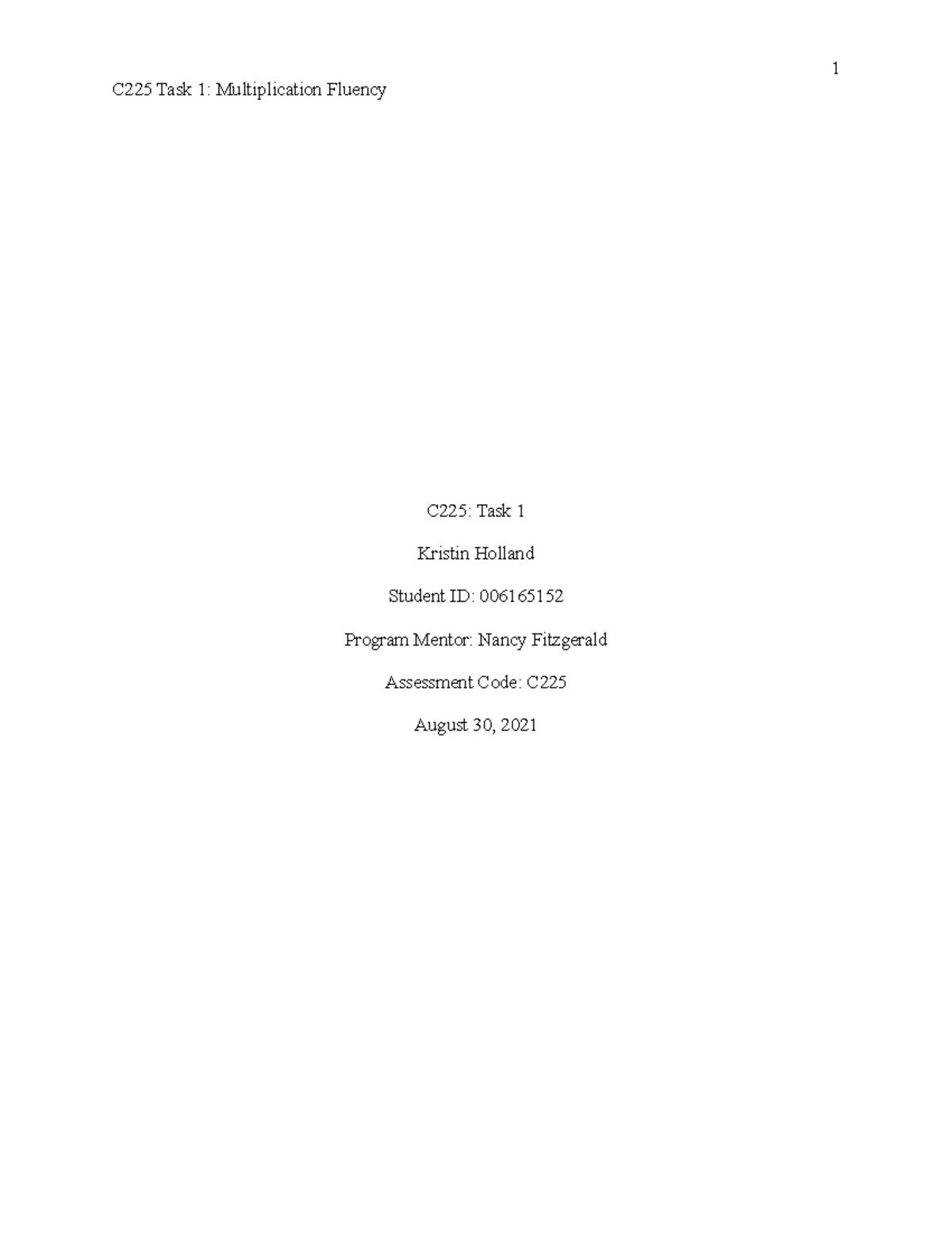 C225 Task 1 Annotated Bibliography - C225 Task 1: Multiplication ...
