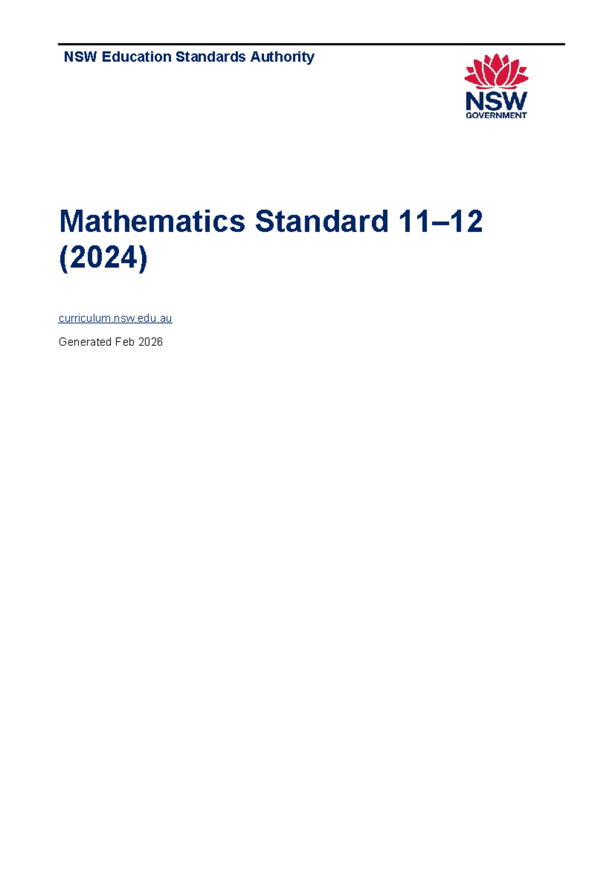 NESA Mathematics Standard Curriculum Overview (2024) for Year 11 & 12 ...