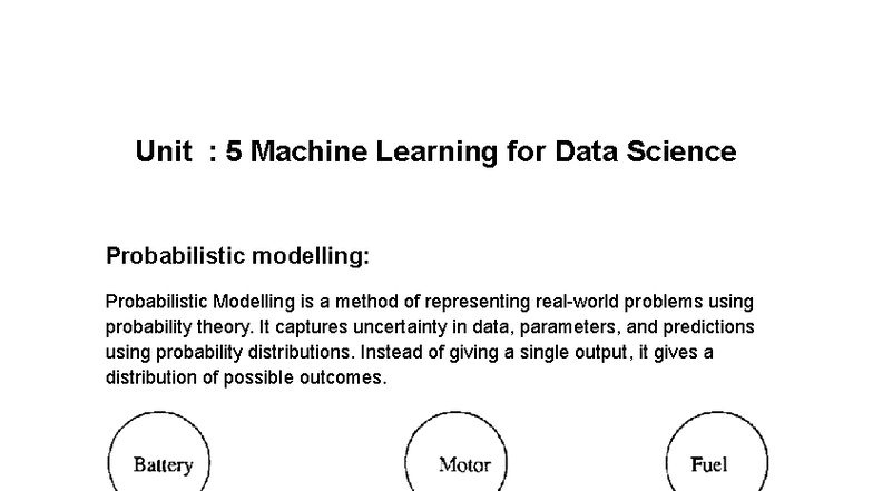 Unit 5: Probabilistic Modelling in Machine Learning for Data Science ...