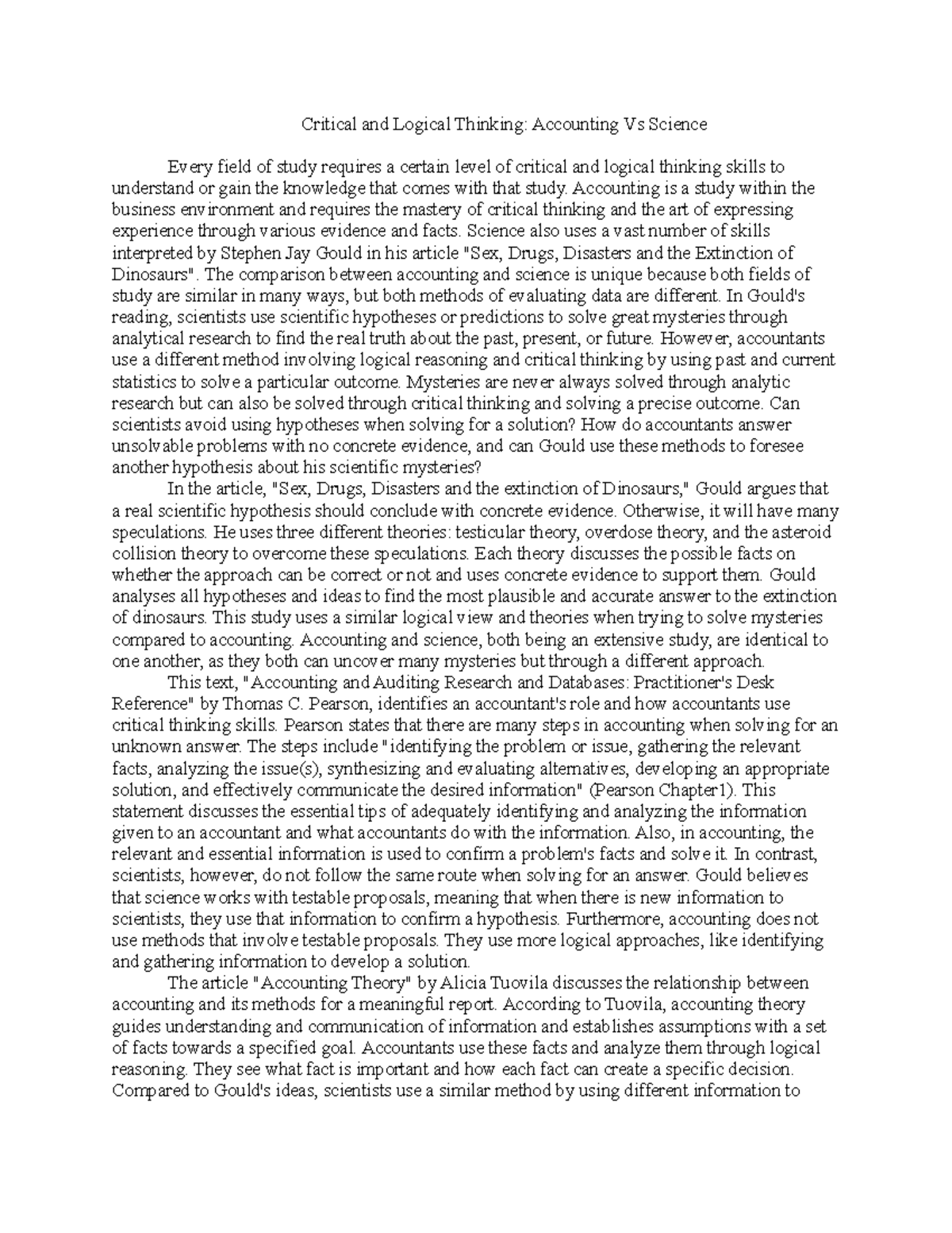 Critical and Logical Thinking- Accounting vs Science - Accounting is a ...