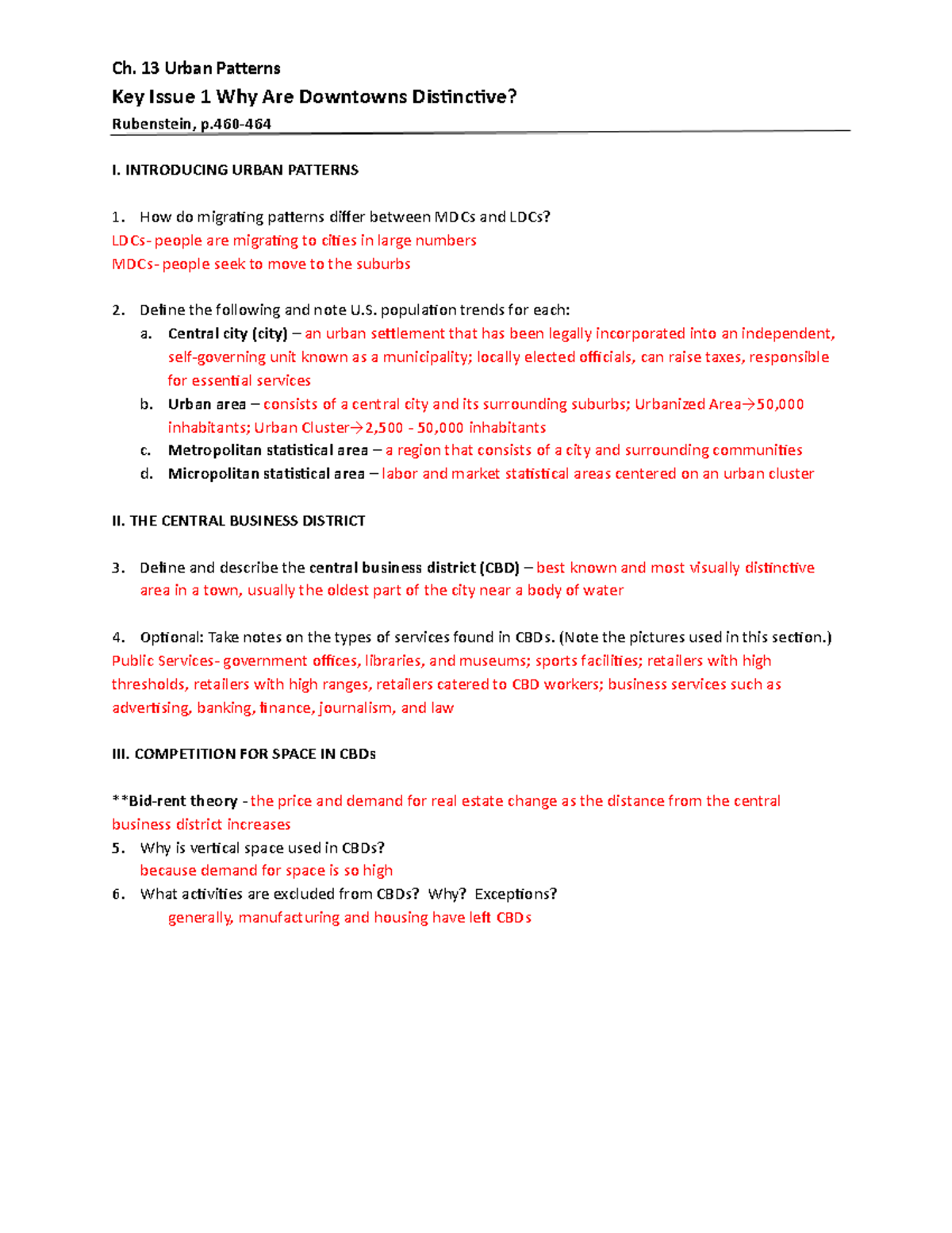 Chapter 13.1 AP Human Geography - Ch. 13 Urban Pa erns Key Issue 1 Why ...