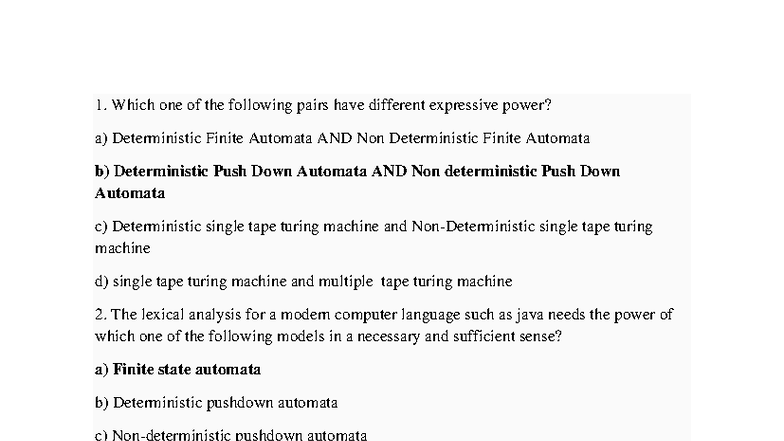 CS 101: Exam Review on Automata Theory and Language Recognition - Studocu