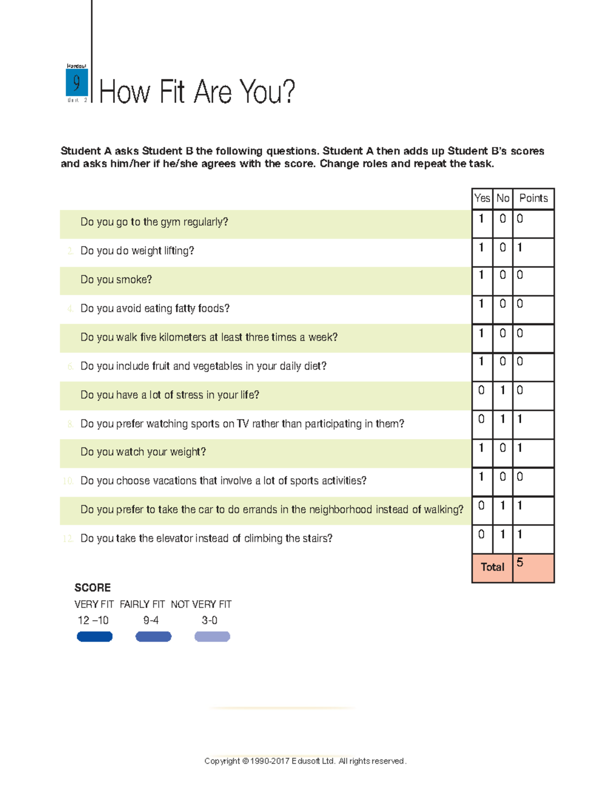 02 Intermediate III Handout 9 Unit 2 Sports & Fitness: How Fit Are You ...