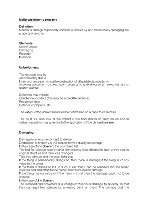 Malicious Damage to Property - Malicious Damage to property: Q: What is ...