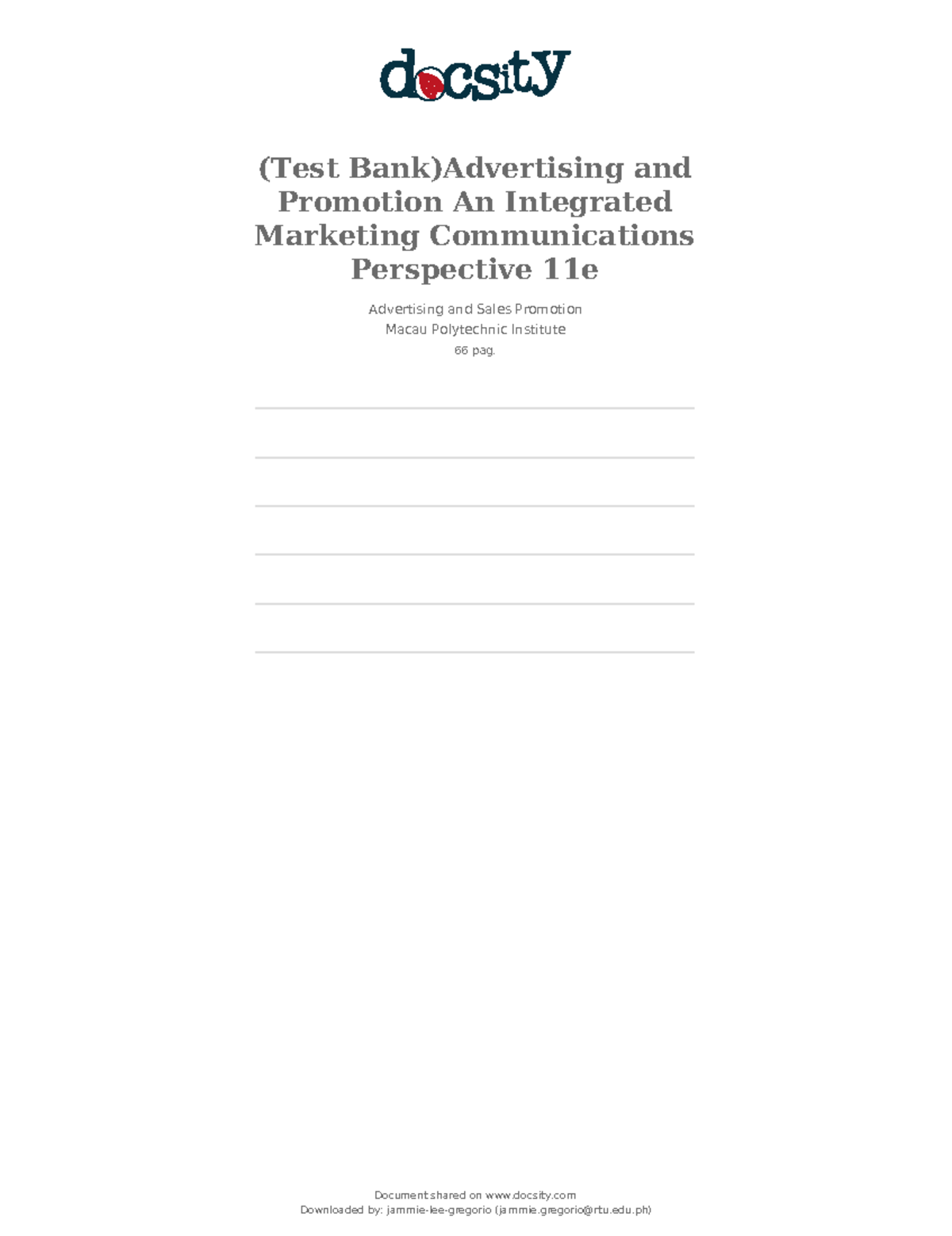 Chapter 3 Test Bank - Advertising and Promotion Insights - Studocu