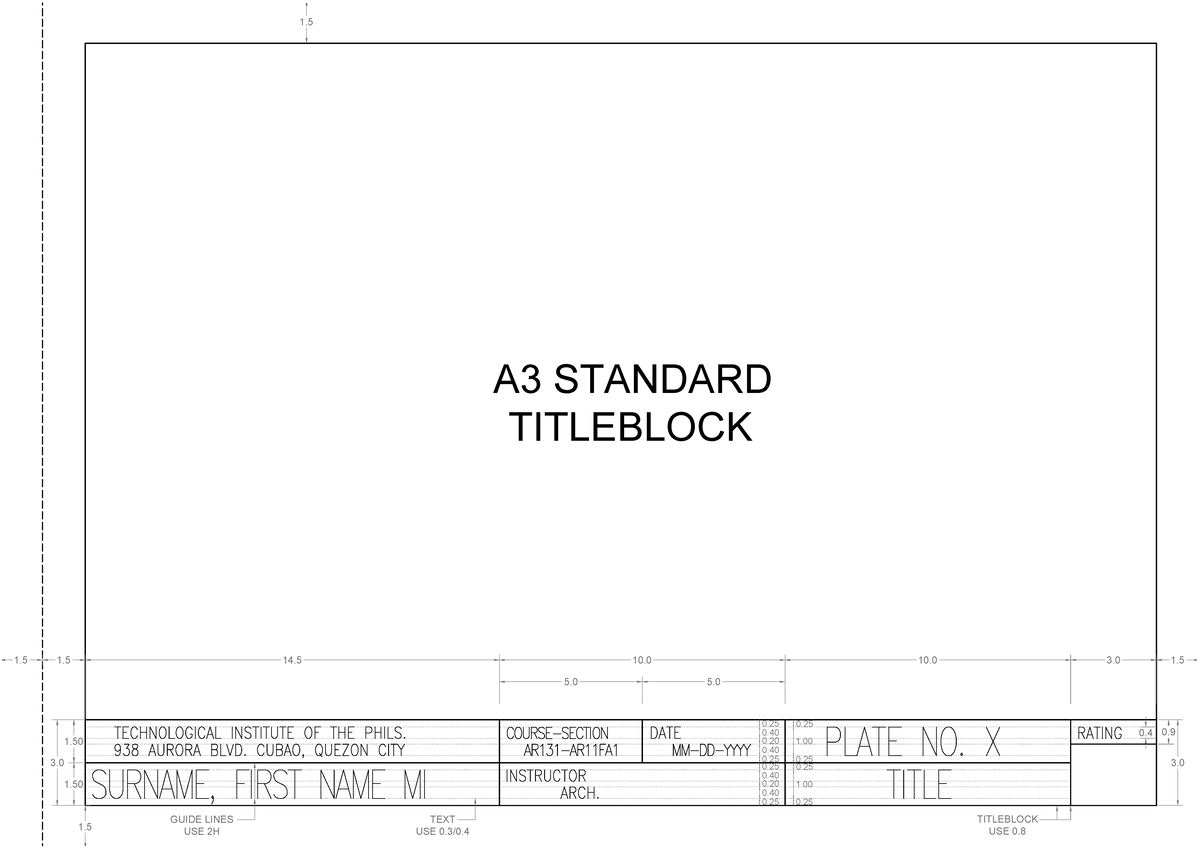 A3 title block with dimensions - ####### 1. 3. ####### 3. ####### 5 5. A3 STANDARD 1 1. GUIDE ...