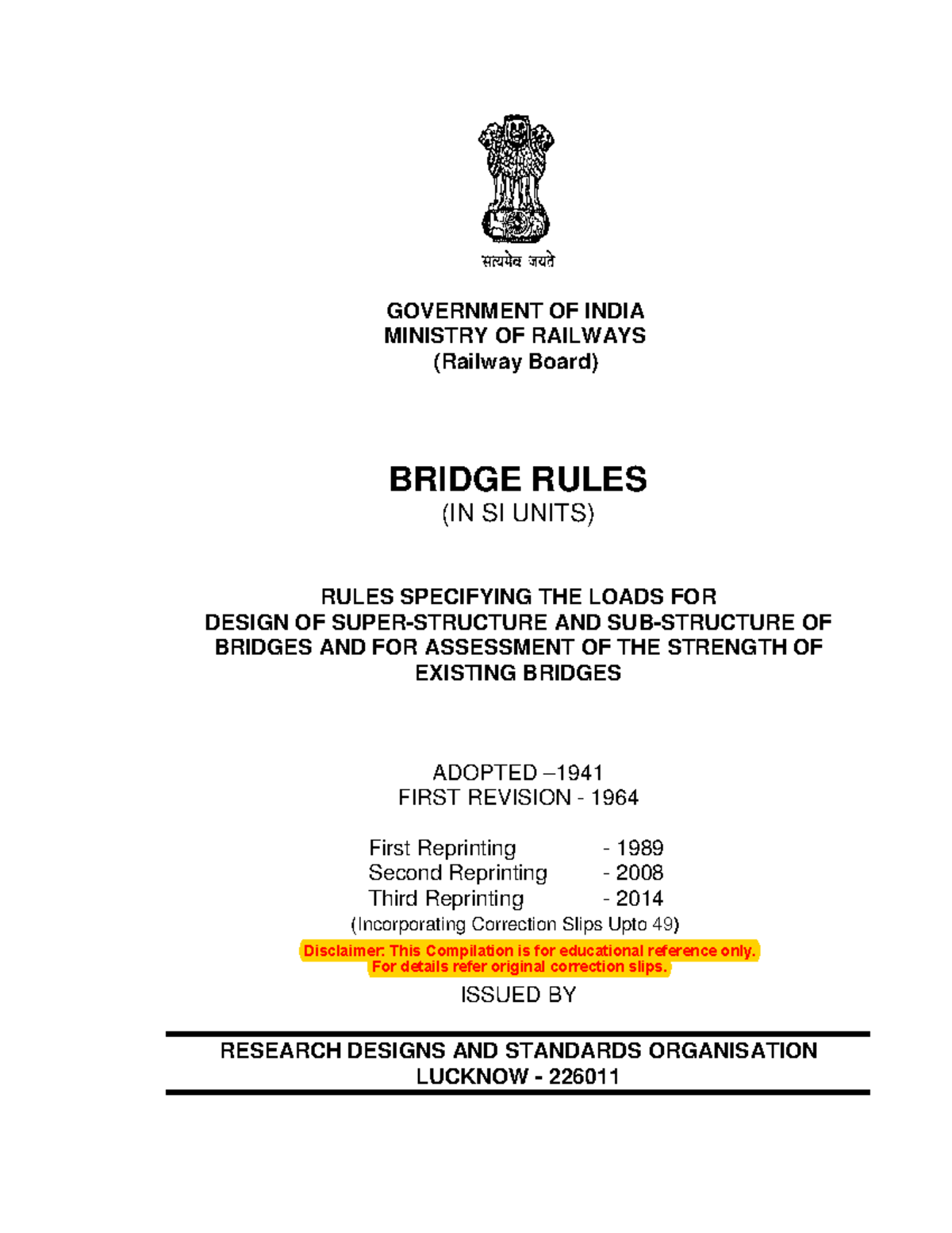 Bridge Rules for Structural Design & Load Assessment (1964) - Studocu