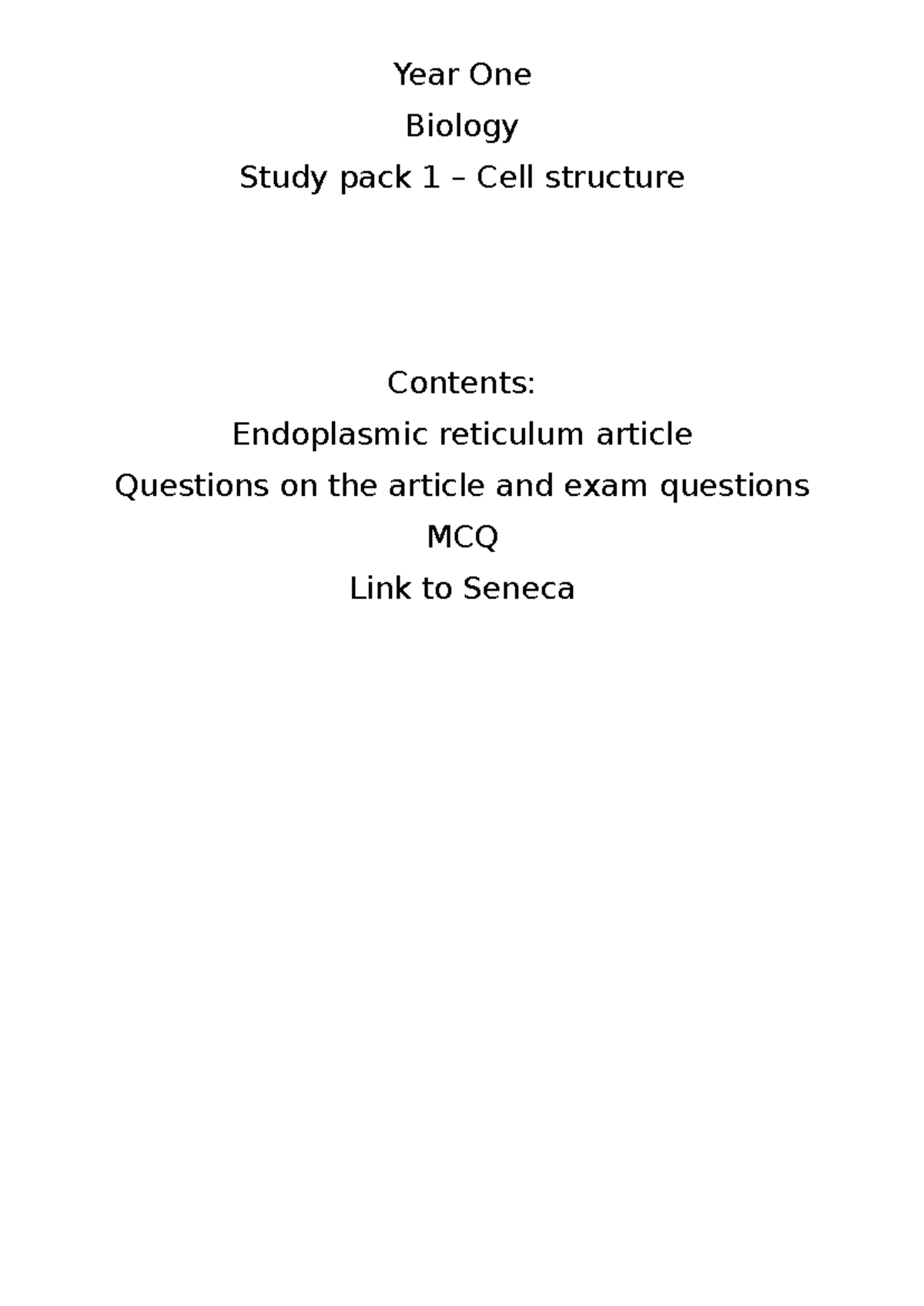 BIO101 Final Exam Study Pack: Cell Structure & Functions - Studocu