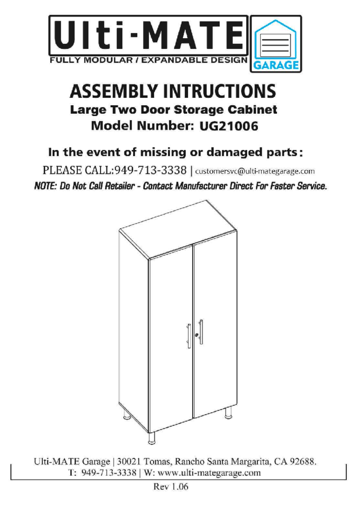 UG21006 2023 - Assembly Instructions for Modular Garage Cabinet - Studocu