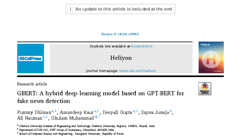 GBERT: A Hybrid Deep Learning Model for Fake News Detection (CSE 2024 ...
