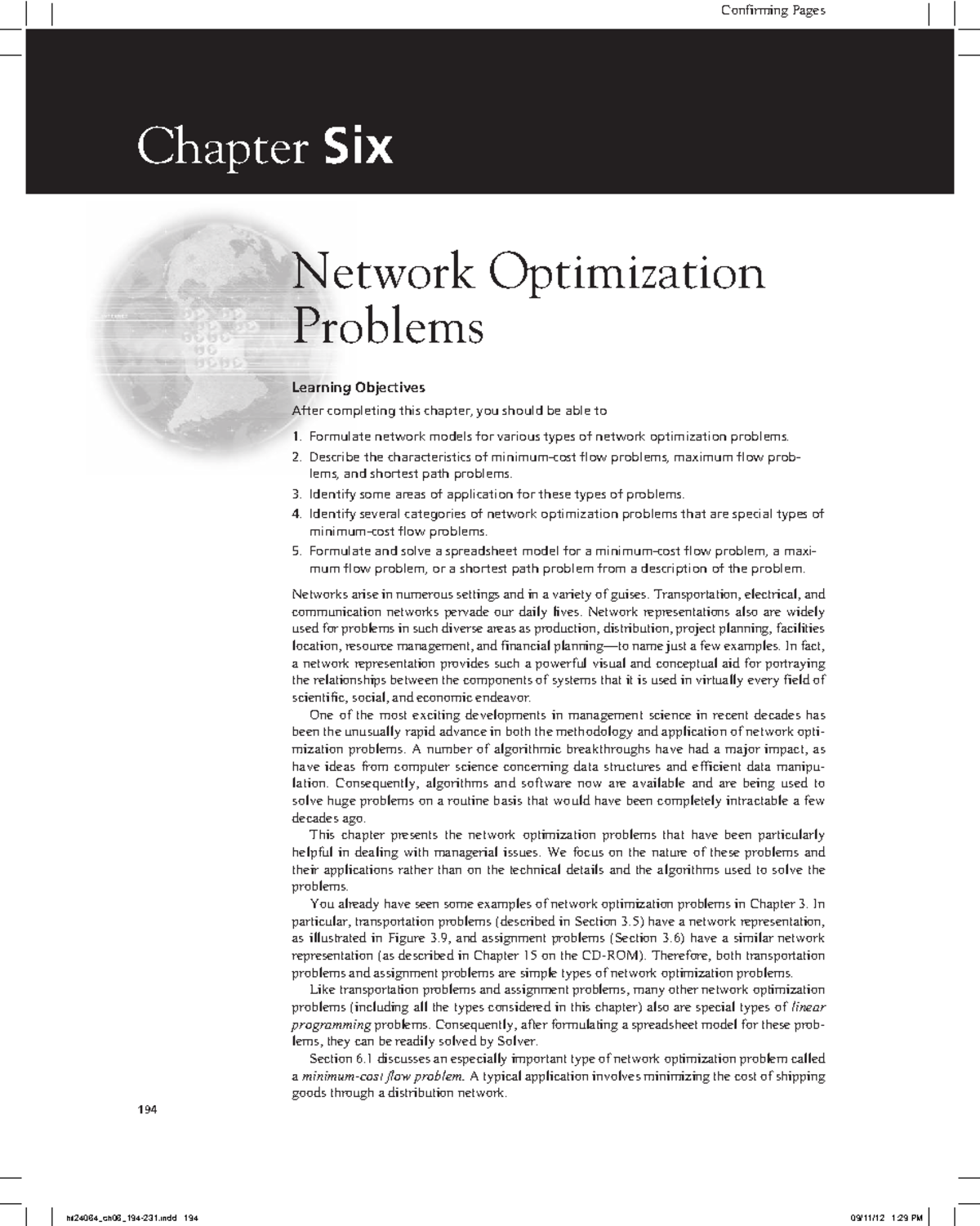 Network Optimization Problems: Chapter 6 Overview and Key Concepts ...