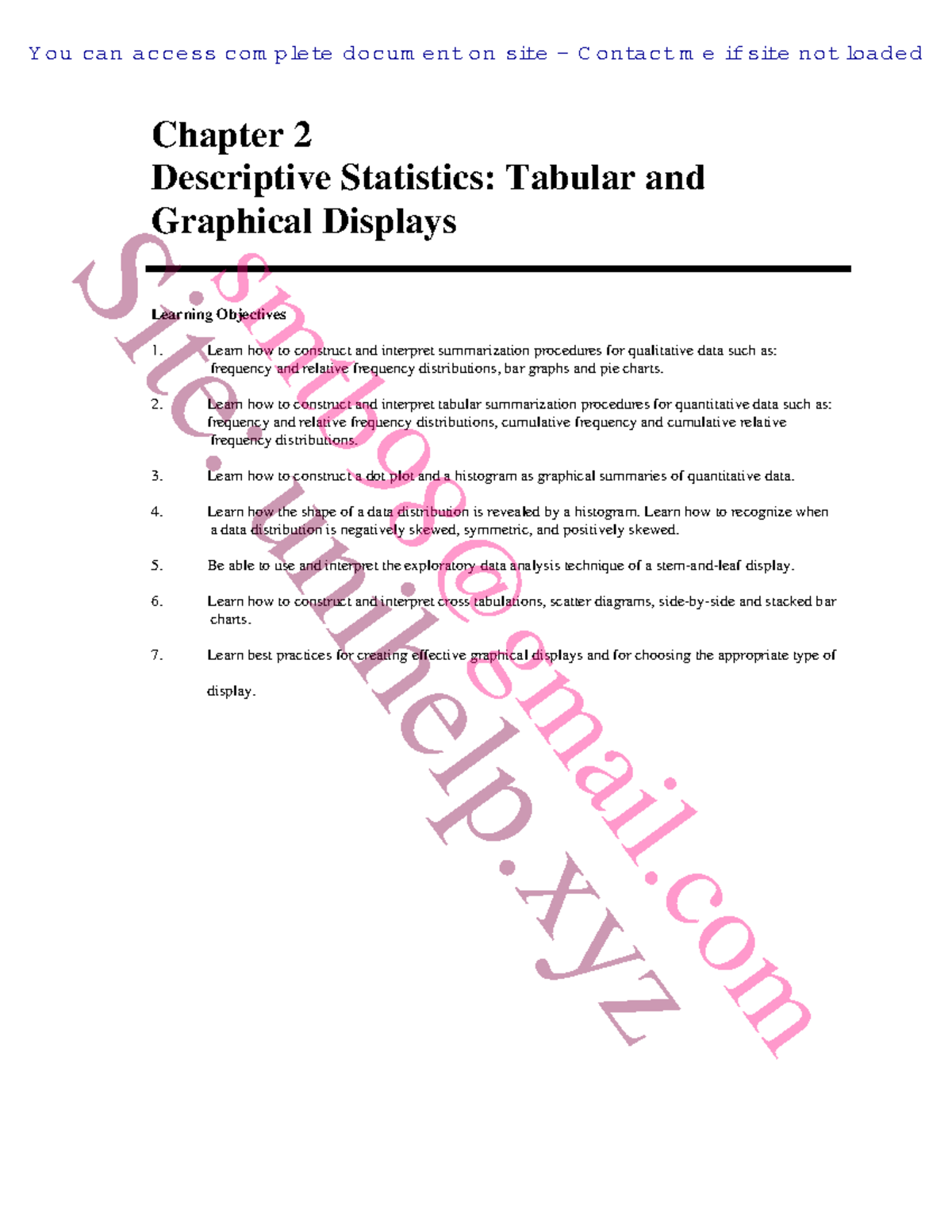 Chapter 2 Solutions: Descriptive Statistics - Tabular & Graphical Displays (STAT - Studocu