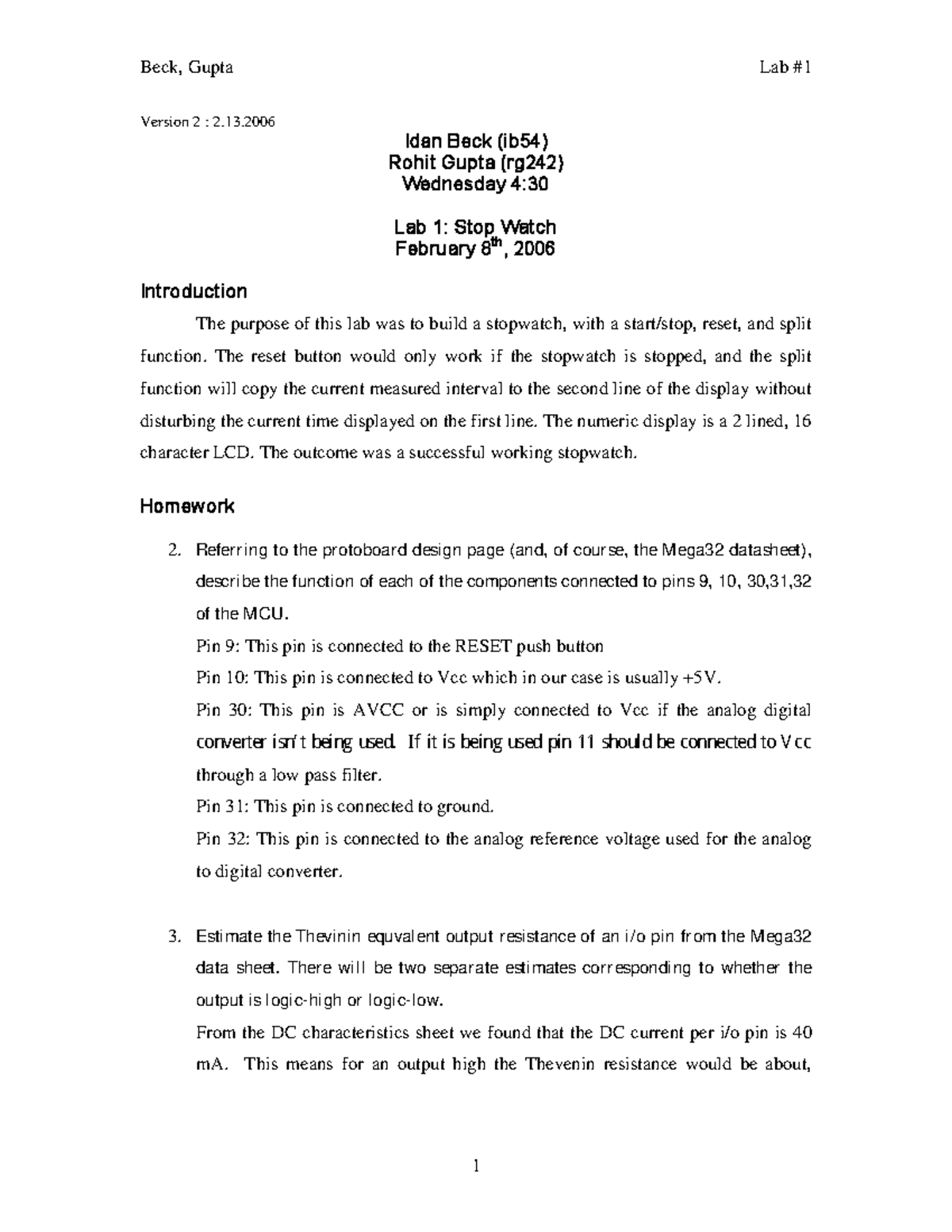 Lab Report Sample 2 - computer - Version 2 : 2. Idan Beck (ib54) Rohit ...