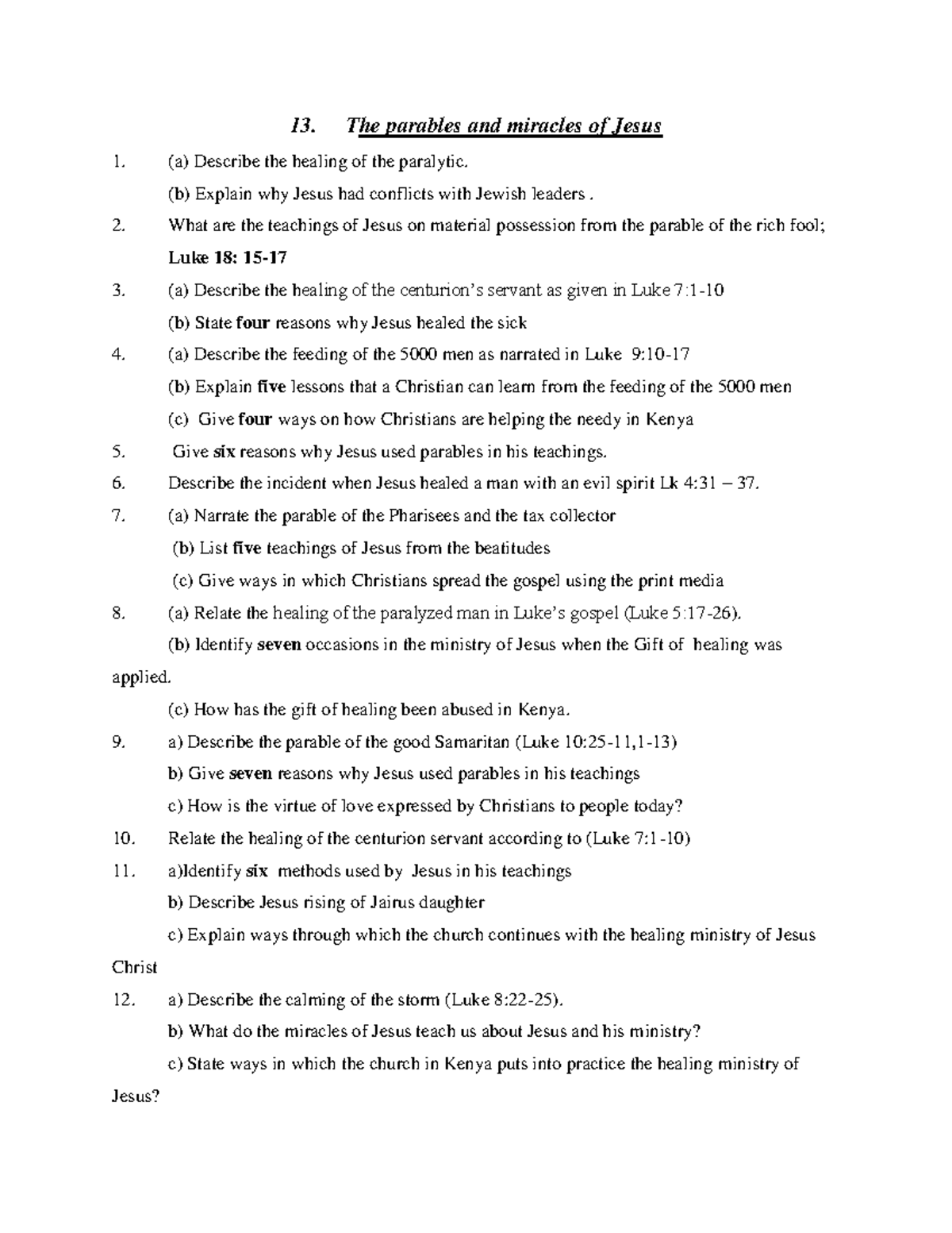 The Parables and Miracles of Jesus: Insights and Teachings (RE 101 ...