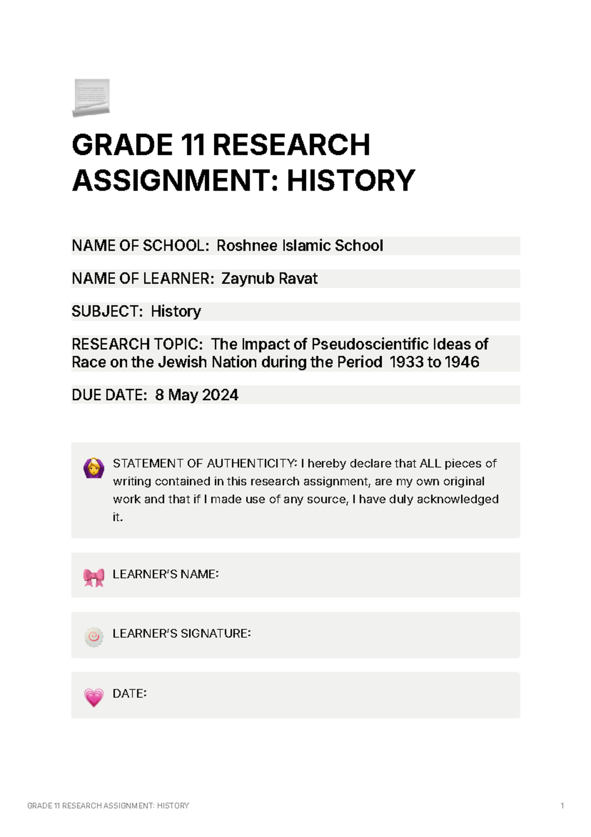 Grade 11 History Essay: The Impact of Pseudoscience in Nazi Germany ...