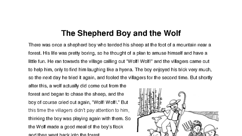 Fable Analysis: The Shepherd Boy and the Wolf - Studocu