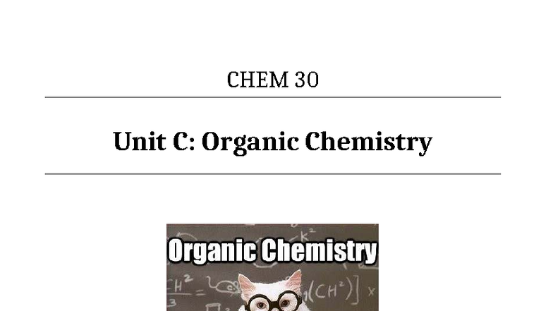 CHEM 30 Unit C: Organic Chemistry Practice Questions on Hydrocarbons ...