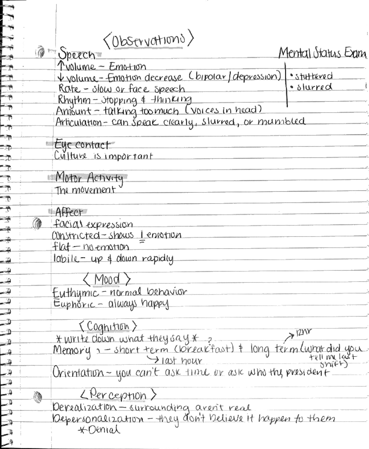 Psych 101: Mental Status Exam Observations and Analysis - Studocu
