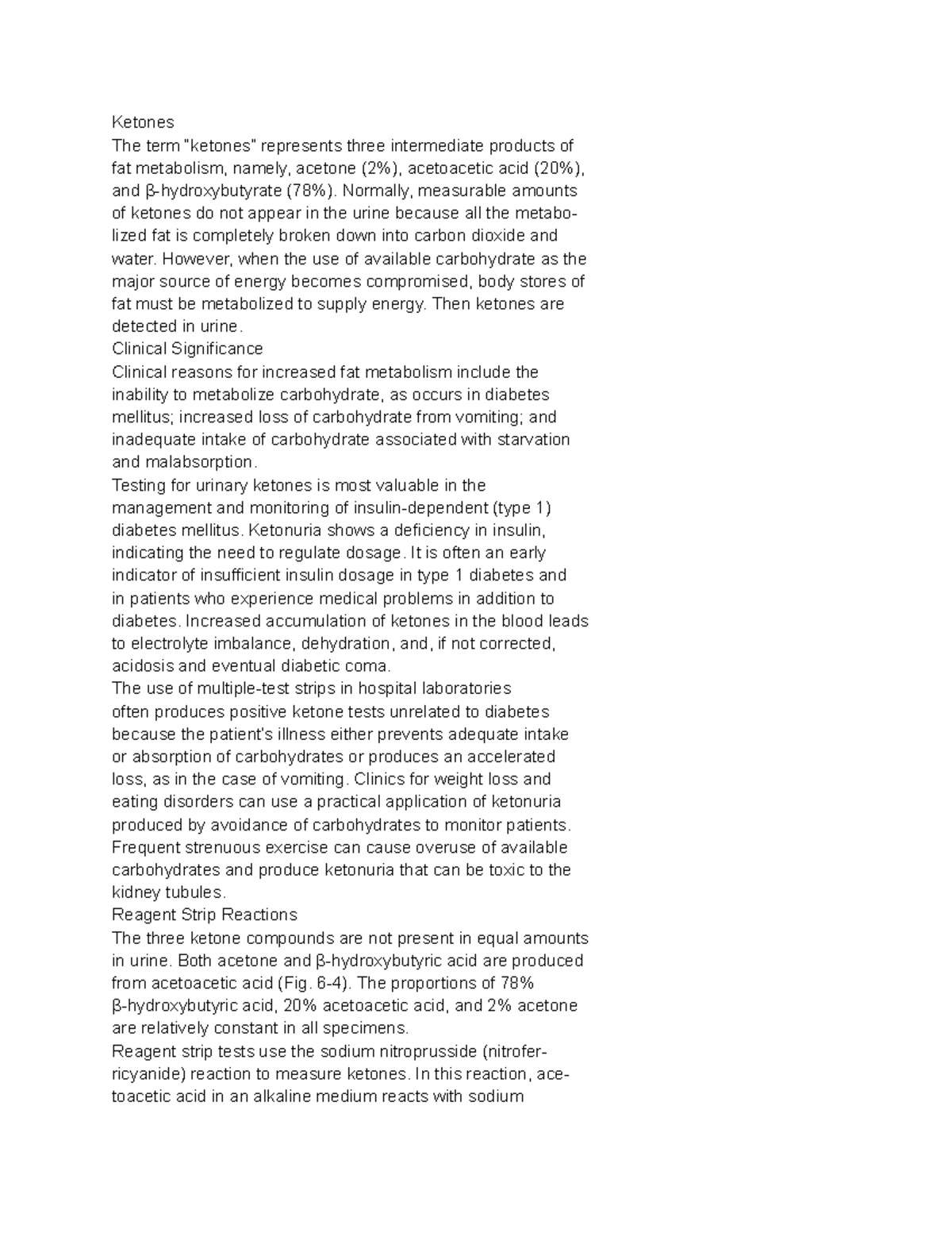 Ketone Metabolism and Clinical Significance: AUBF Notes - Studocu