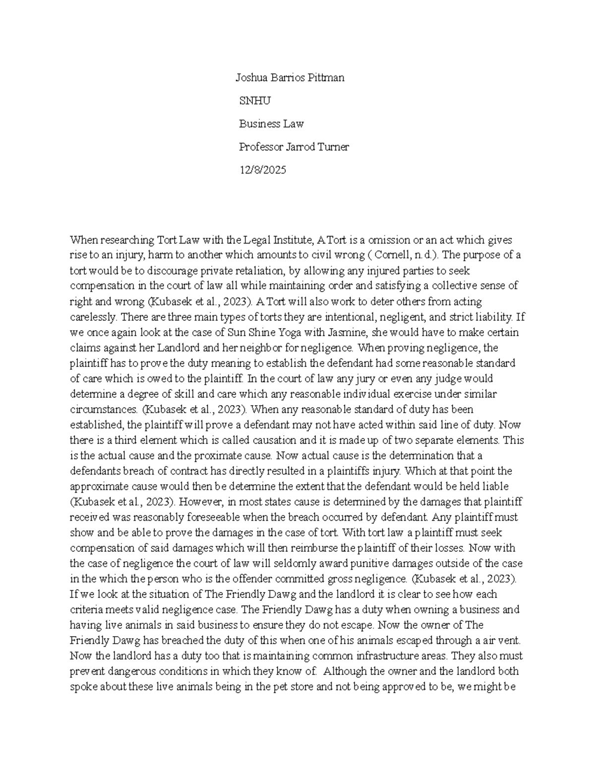 Tort Law Overview for BUS 101: Understanding Negligence and Liability ...