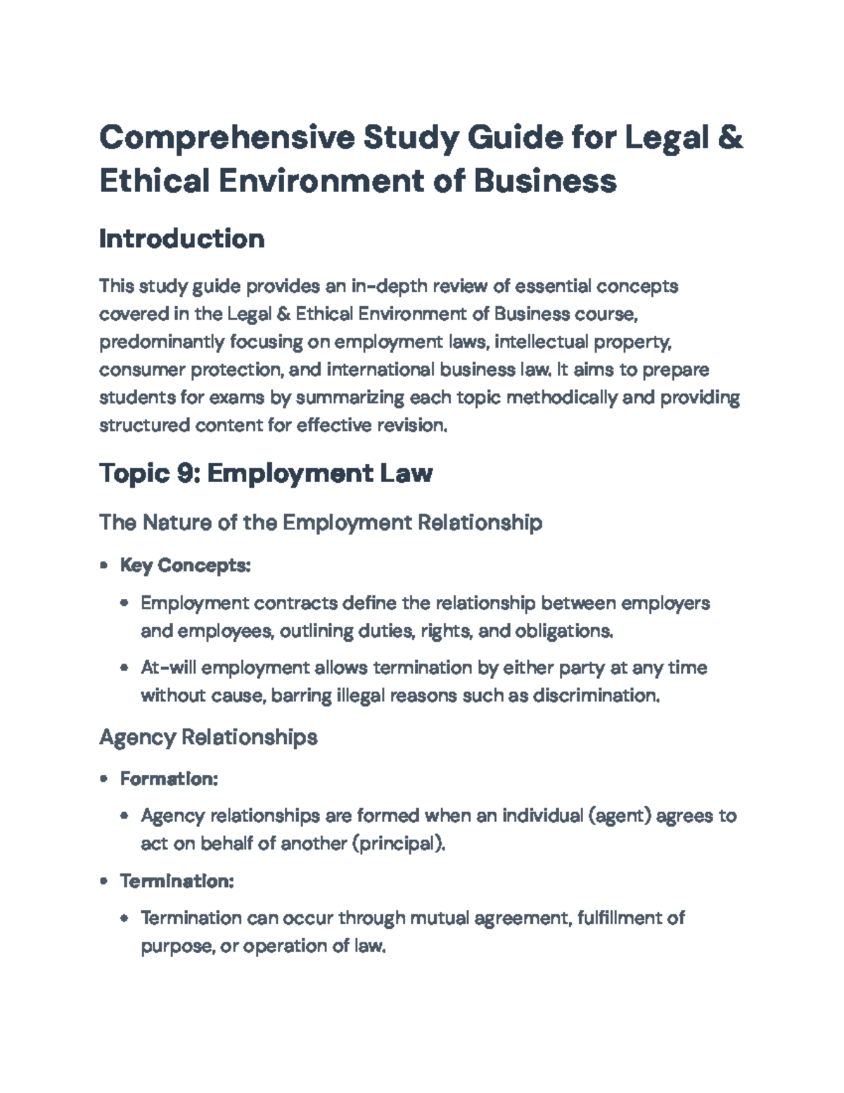 Comprehensive Study Guide: Legal & Ethical Environment of Business ...