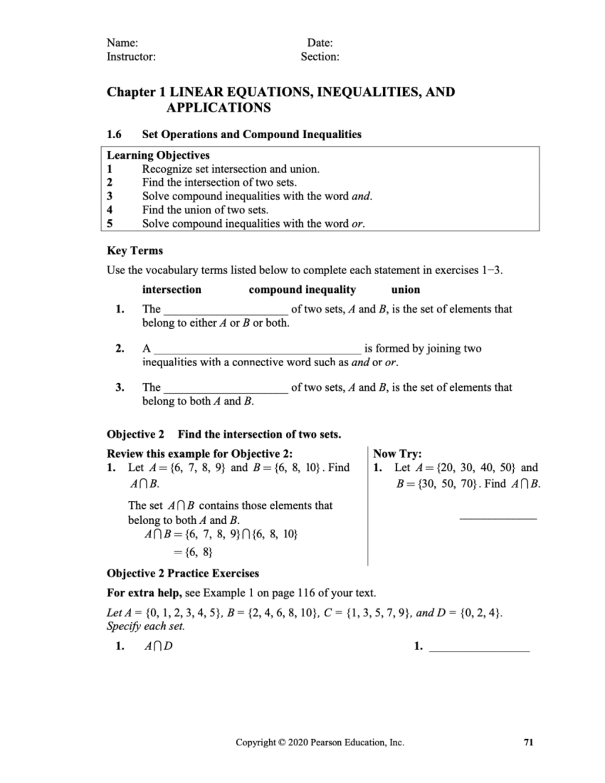Math 1010 Chapter 1: Guided Notes on Linear Equations & Inequalities ...