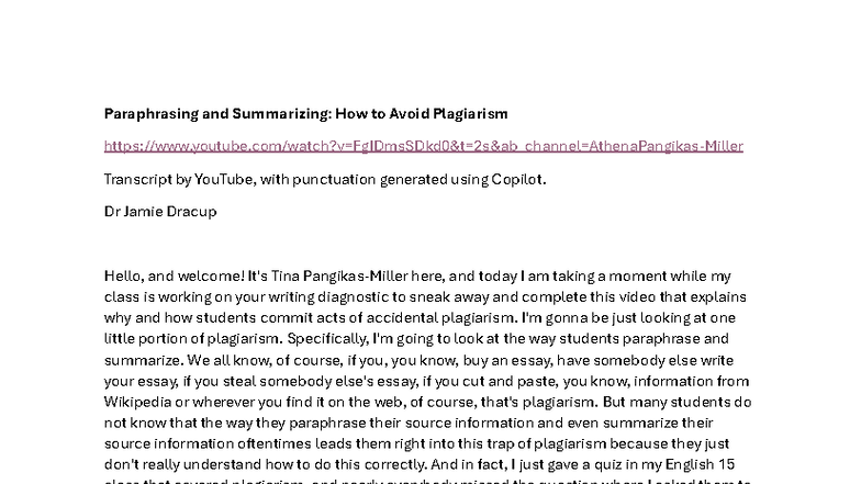 Paraphrasing & Summarizing Techniques: Avoiding Plagiarism (ENG 15 ...