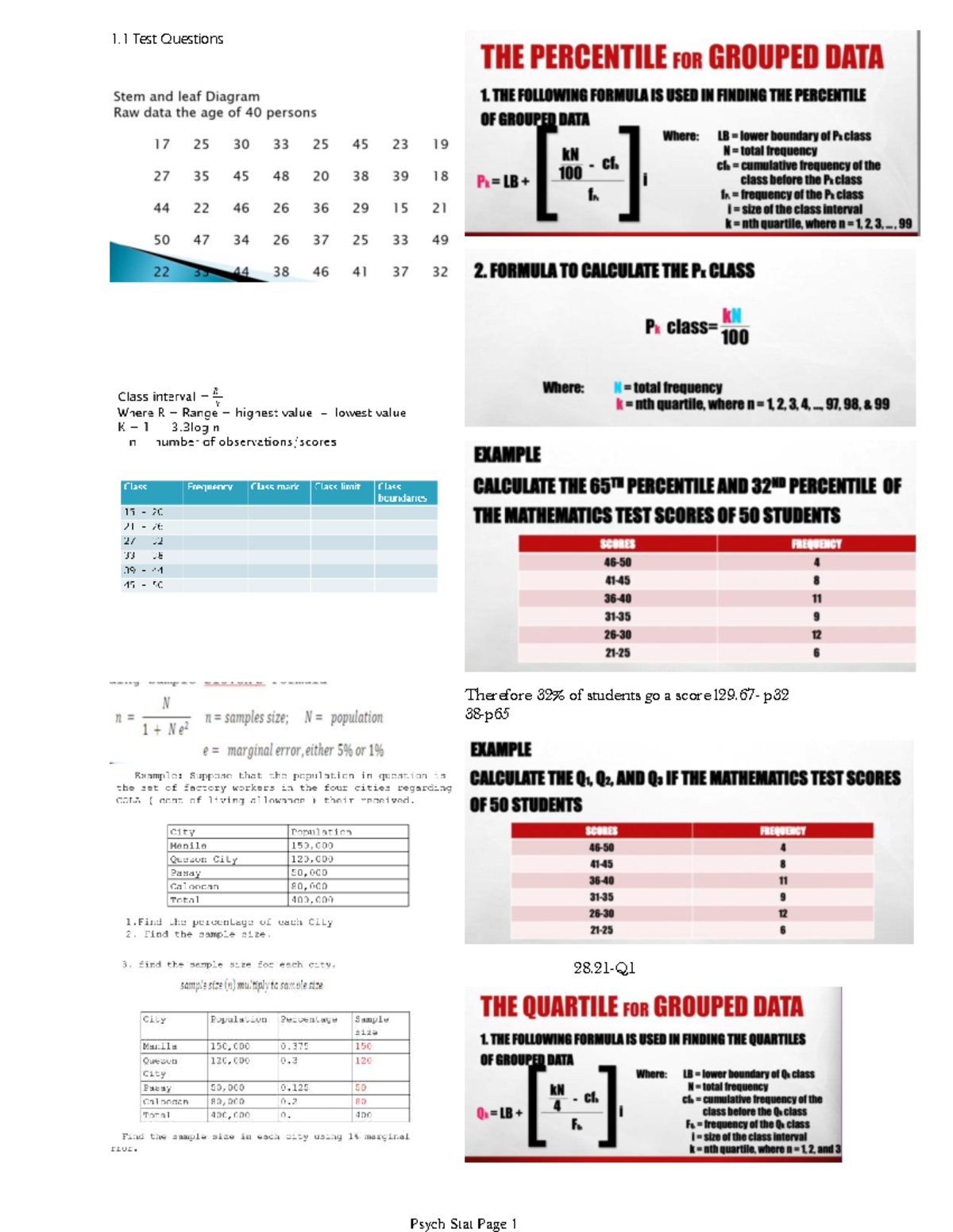 Psych Stat 1: Test Questions and Key Concepts Overview - Studocu