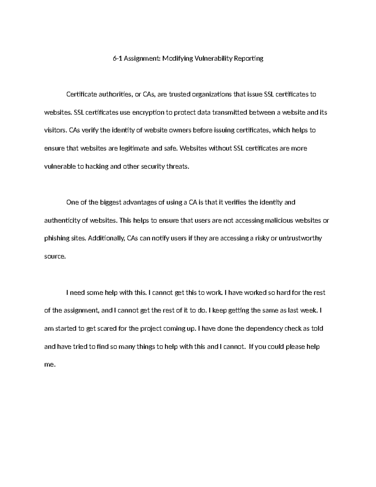 6-1 Coding Assignment: Modifying Vulnerability Reporting Overview - Studocu