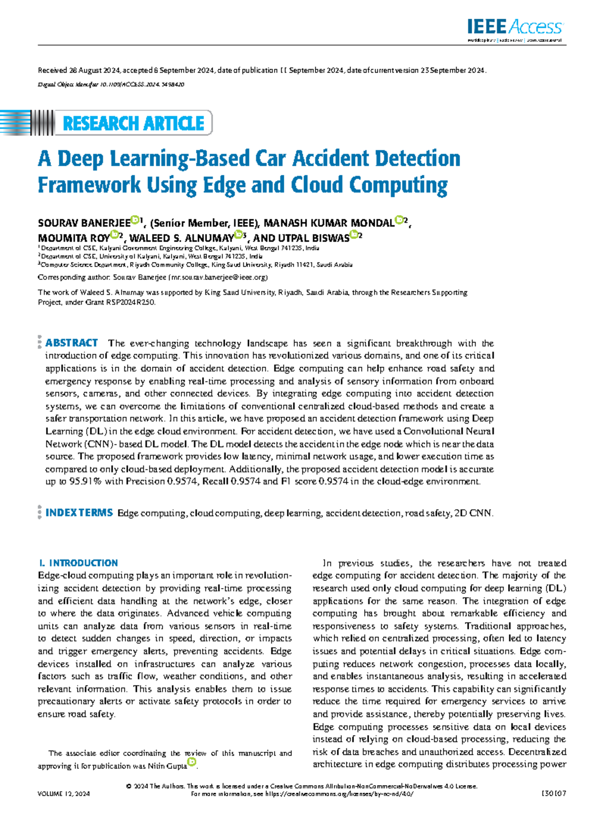 A Deep Learning Framework for Car Accident Detection in Edge & Cloud ...