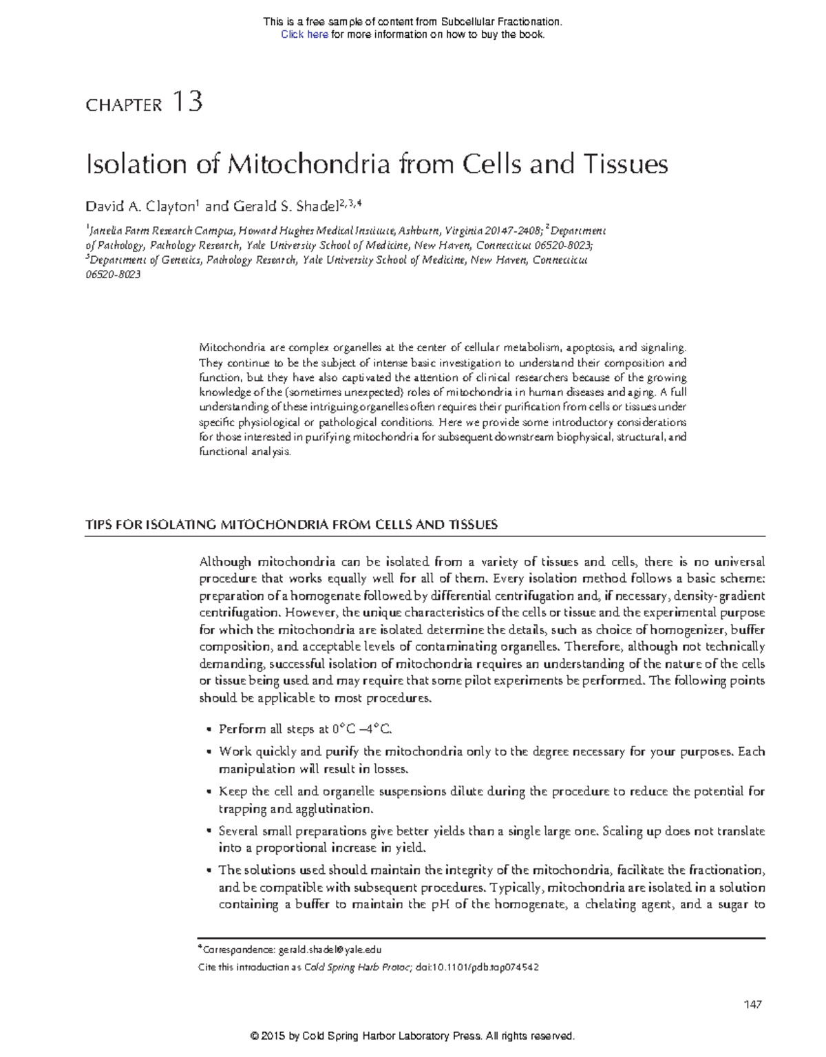 Isolation of Mitochondria from Cells and Tissues - CH 13 Notes - Studocu