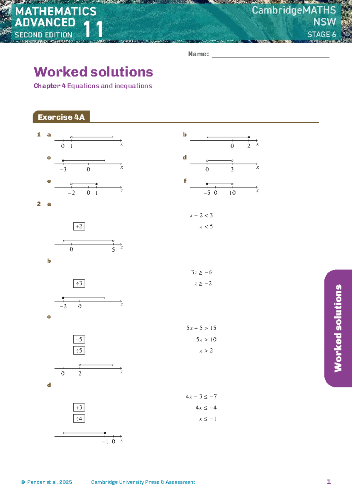 Worked Solutions for Chapter 4: Equations and Inequations - Studocu