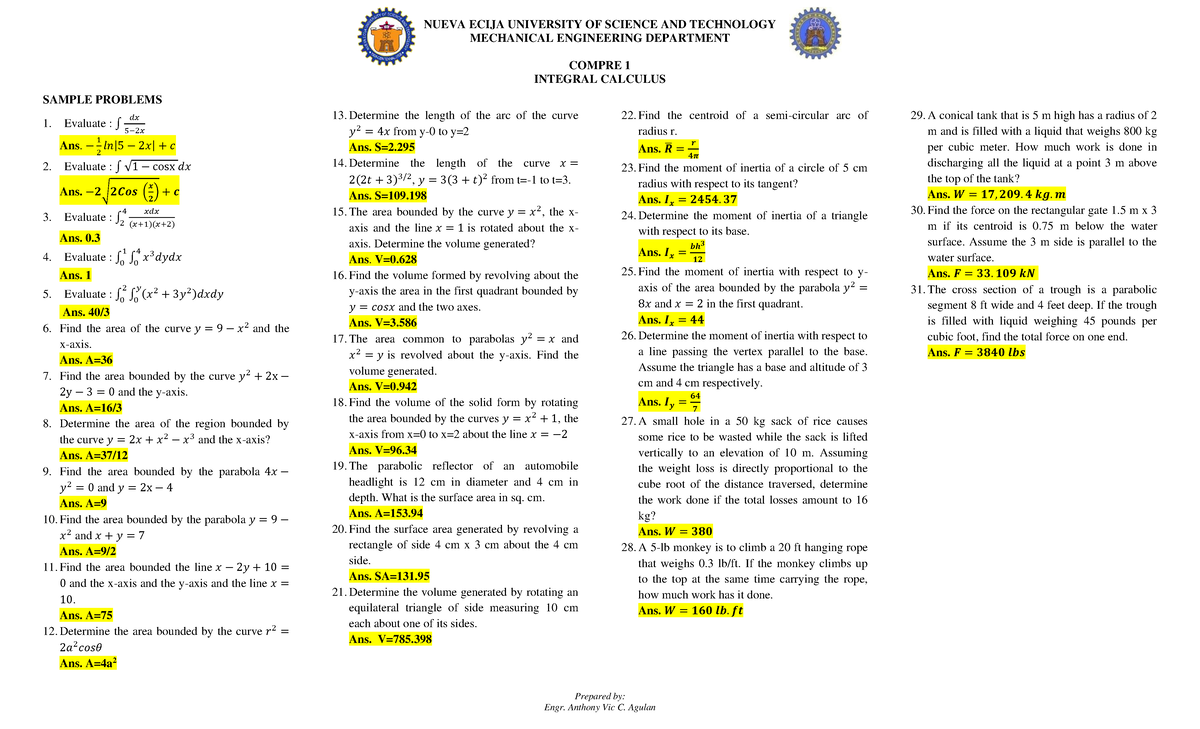 NUEVA ECIJA UNIVERSITY OF SCIENCE AND TECHNOLOGY MECHANICAL ENGINEERING ...