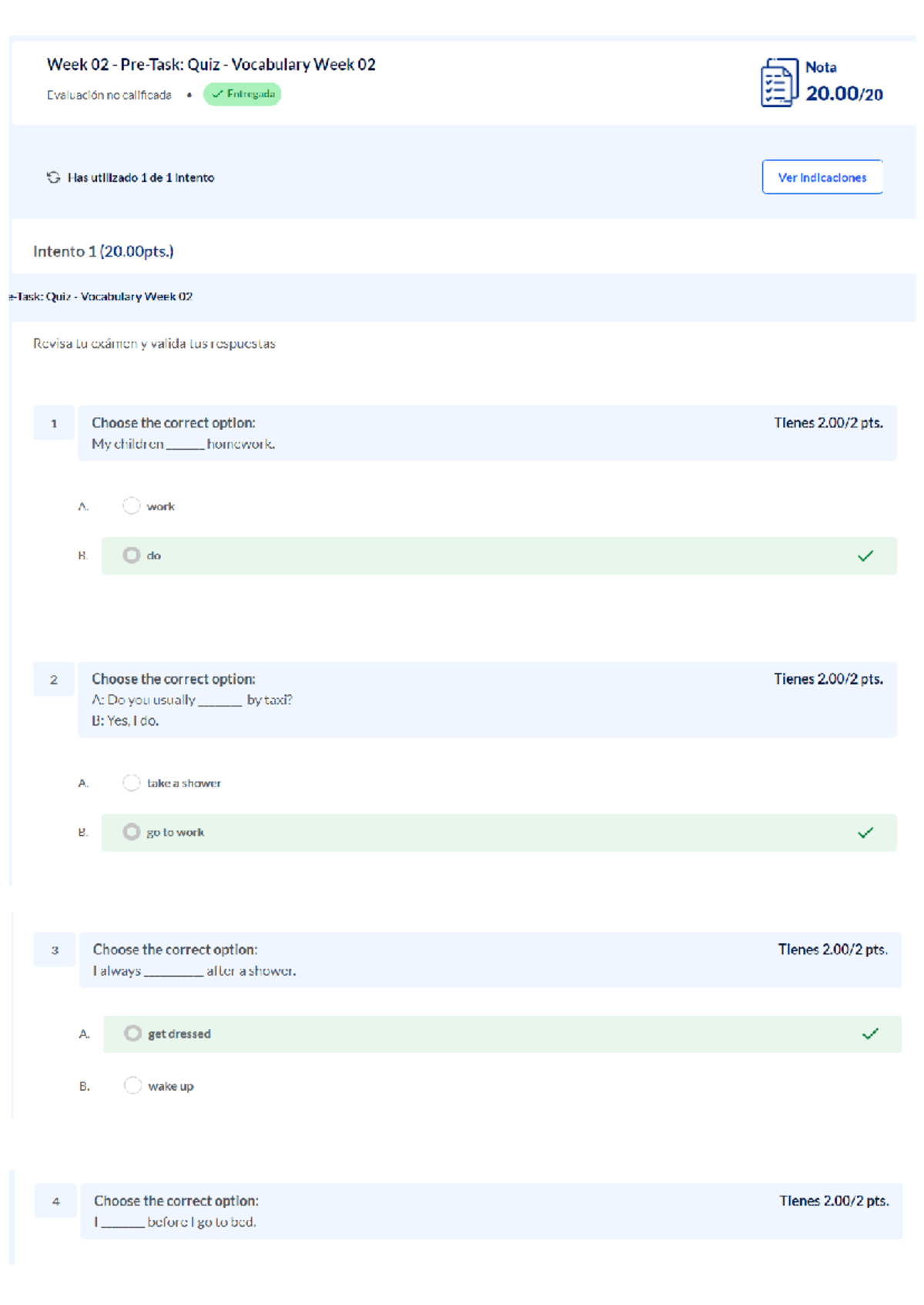 Ingles 2: Pre-Task Quiz on Vocabulary for Week 02 - Studocu