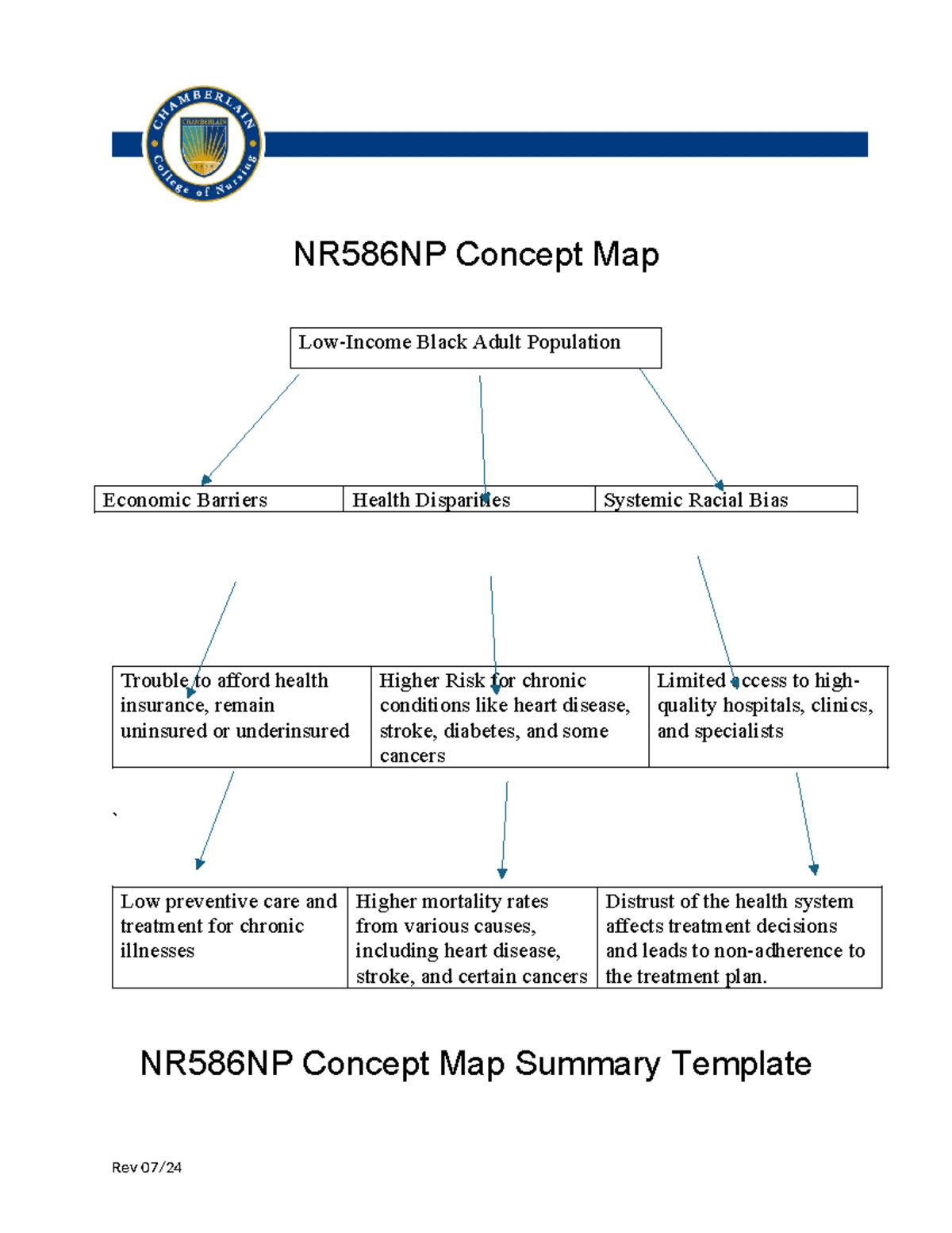 NR586NP Concept Map: Economic Barriers & Health Disparities in Black Adults - Studocu