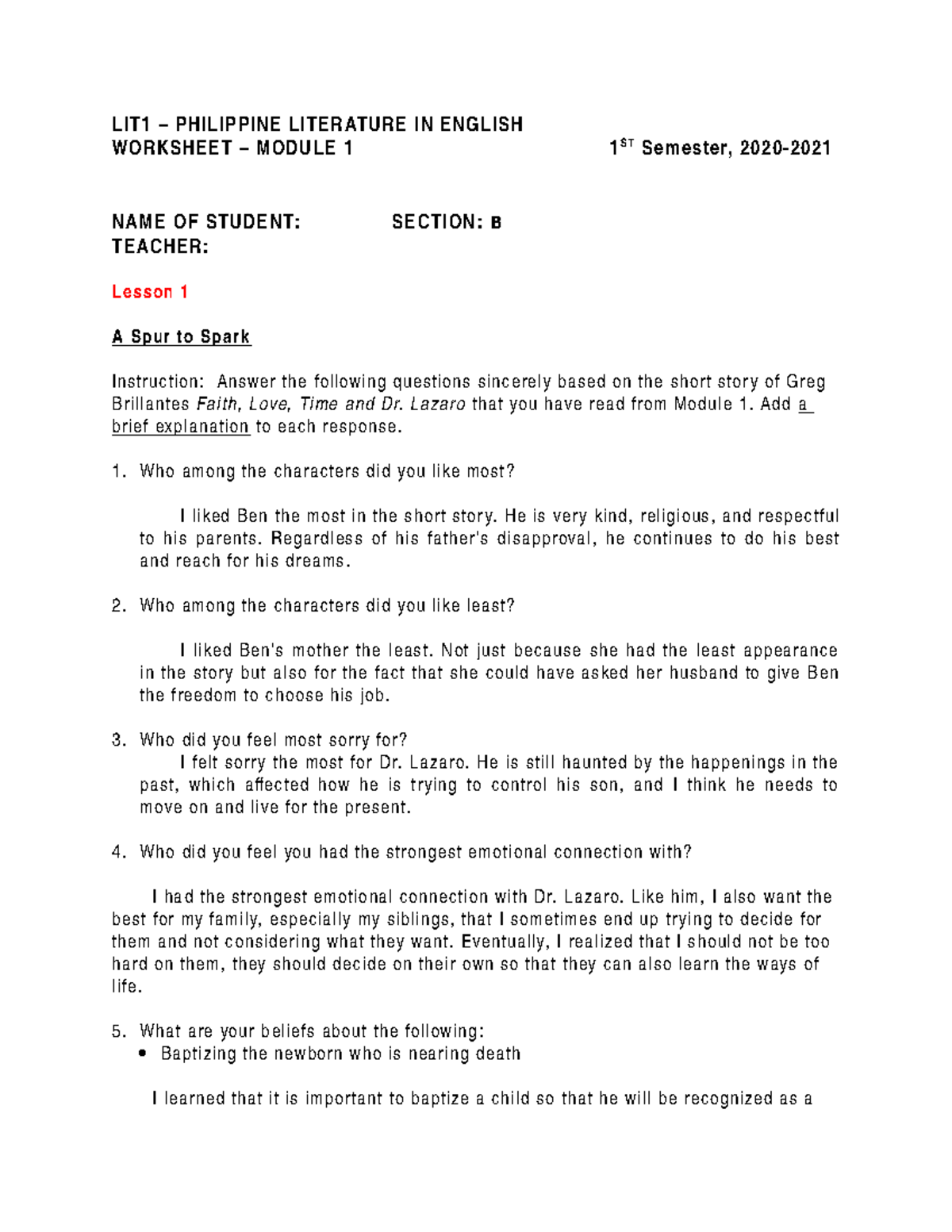 Lit1Section - Philippine Literature - LIT1 – PHILIPPINE LITERATURE IN ...