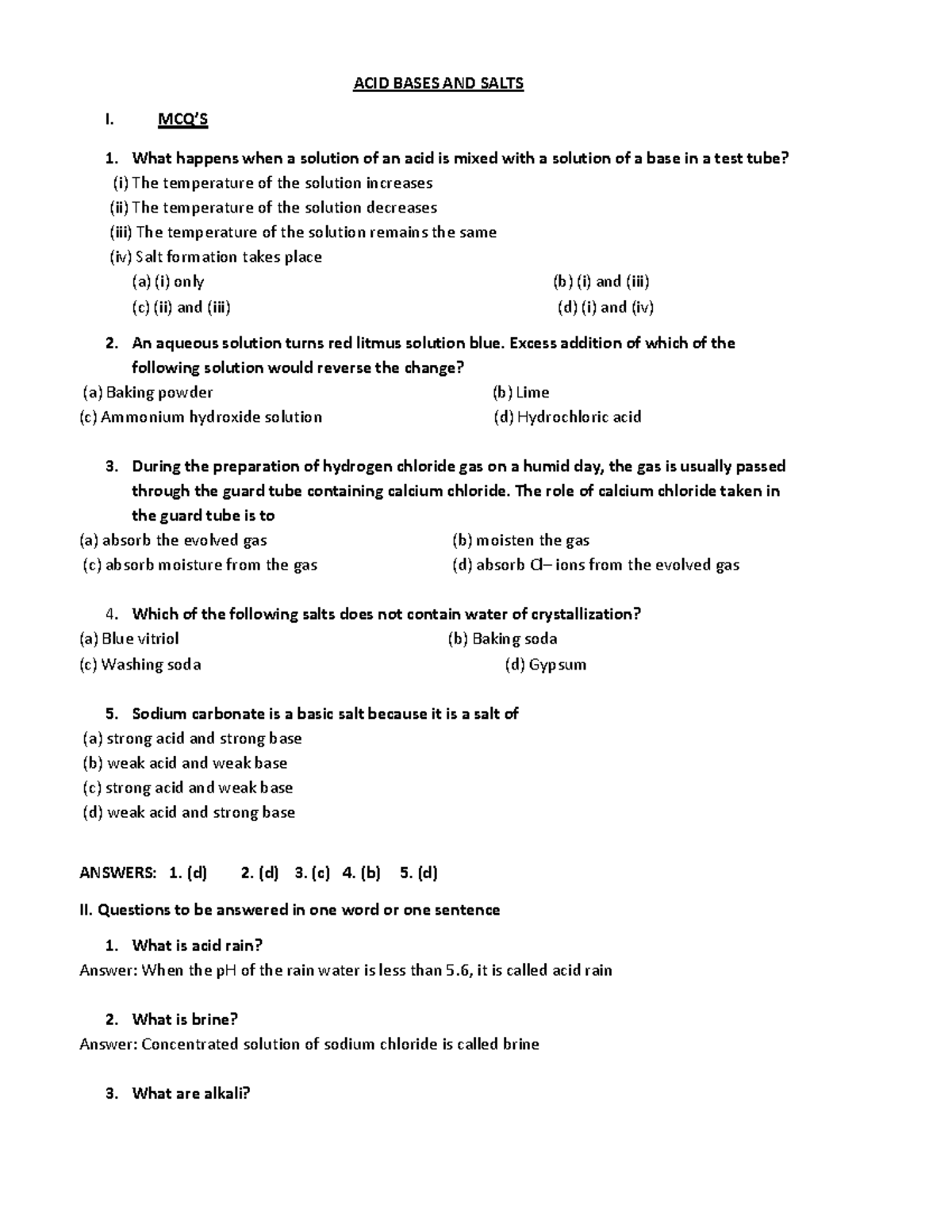 ACID BASES AND SALTS I: Comprehensive Study Notes for CHEM 101 - Studocu