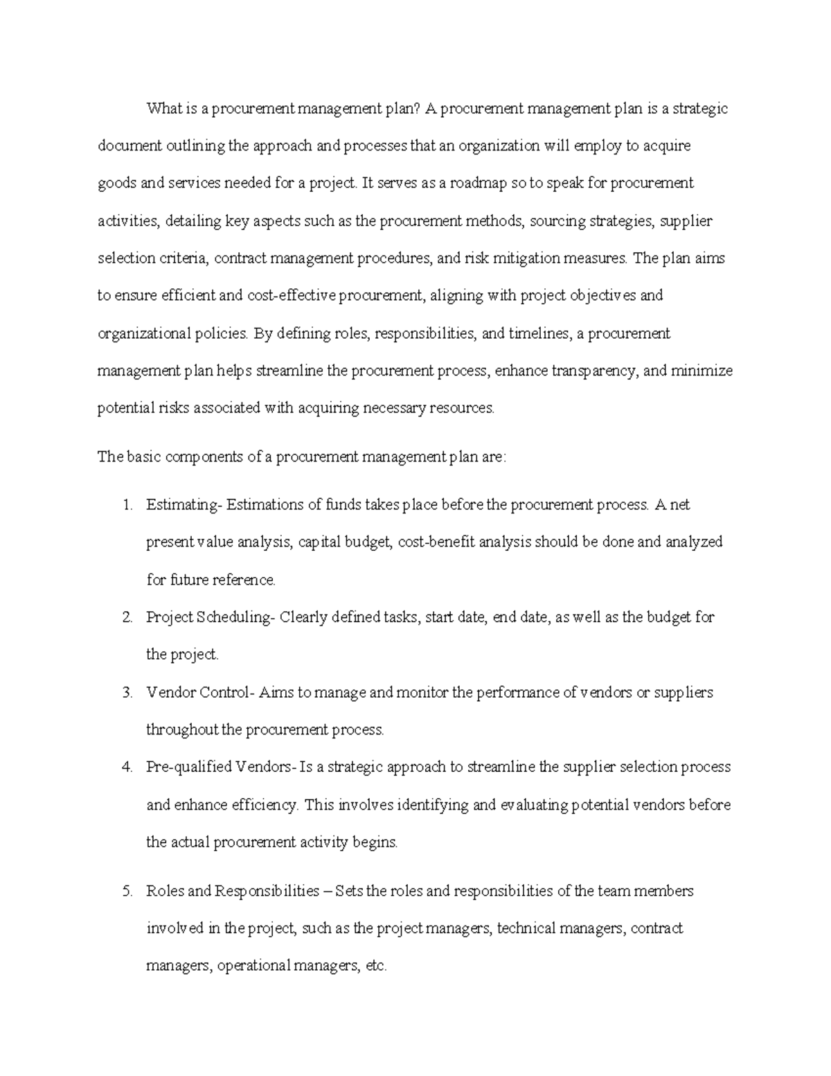 QSO 349 Procurement Management Plan Overview and Sher-Wood Case Study ...