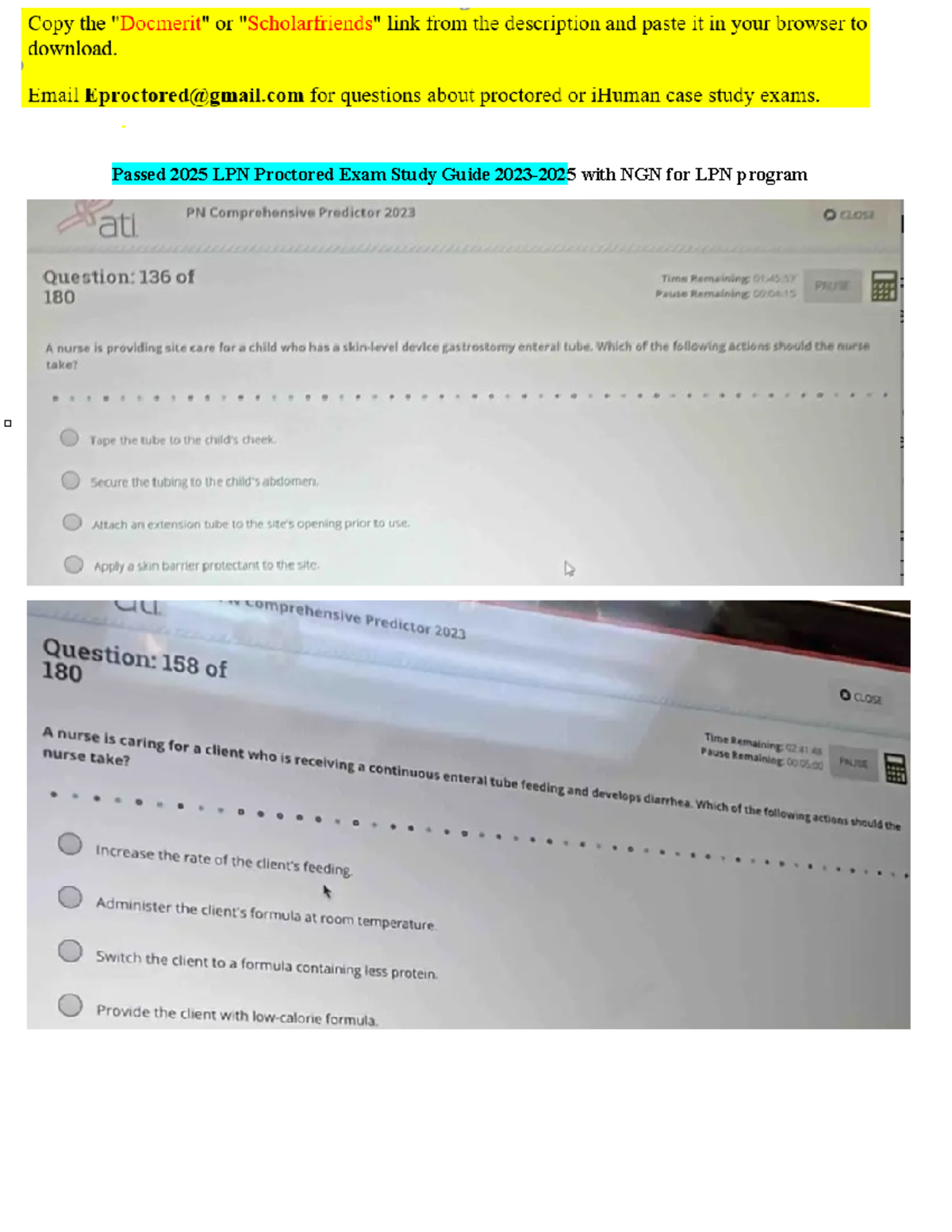 Passed 2026 ATI PN Proctored Exam Study Guide with NGN for LVN Program ...