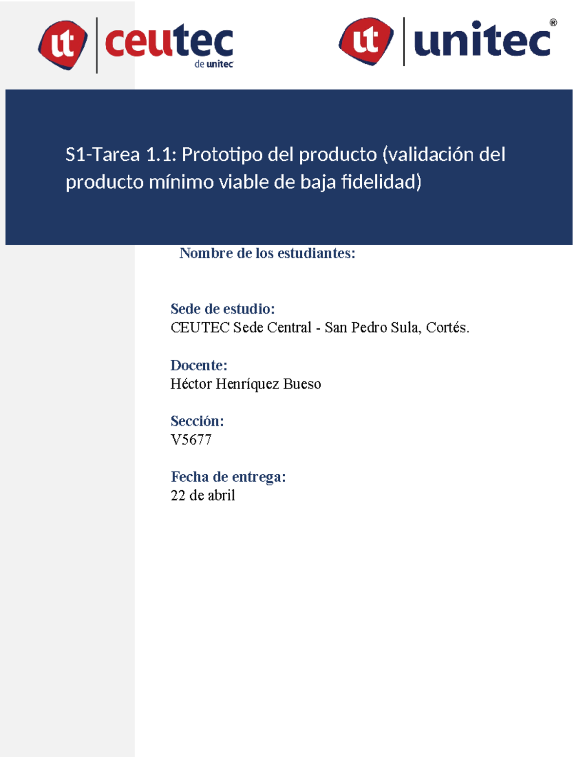 S1-Tarea 1.1: Prototipo del Producto y Validación de Ideas Innovadoras - Studocu