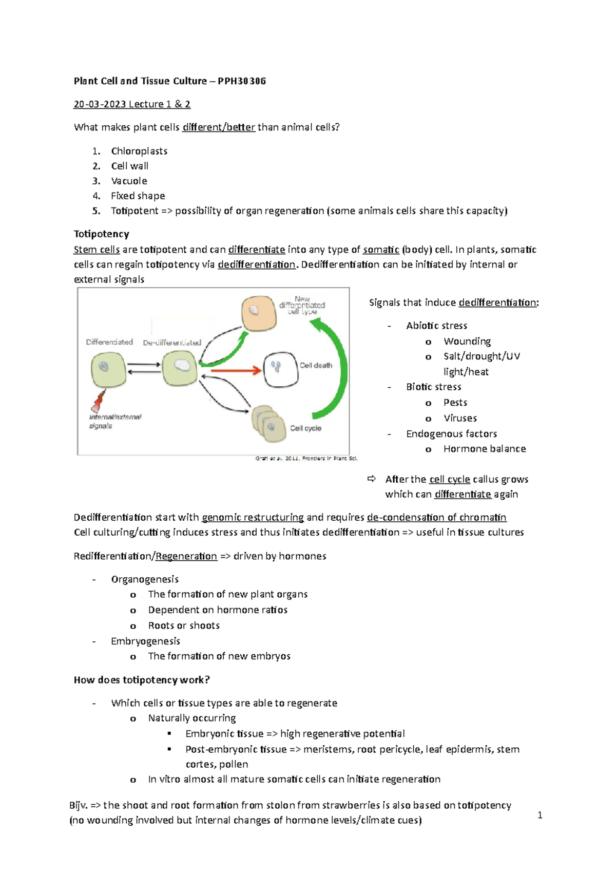 PPH30306 Lecture Notes: Plant Cell & Tissue Culture Overview - Studeersnel
