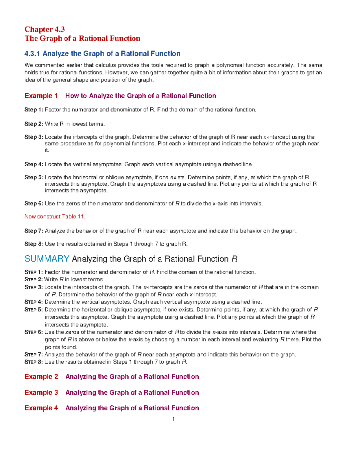 MAT-116 Chapter 4.3: Analyzing the Graph of Rational Functions - Studocu