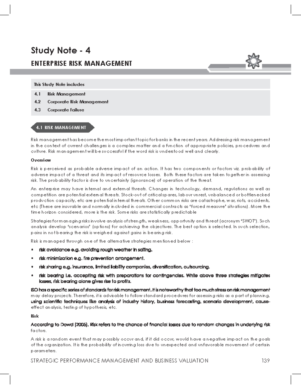 ERM - Comprehensive Risk Management Lecture Notes for Students - Studocu