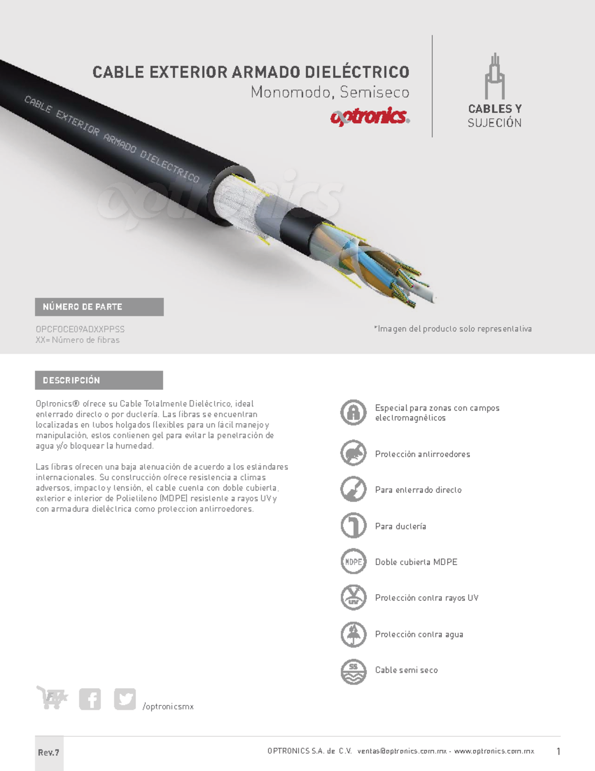 83. Cable Exterior Armado Dieléctrico Monomodo Semiseco ...