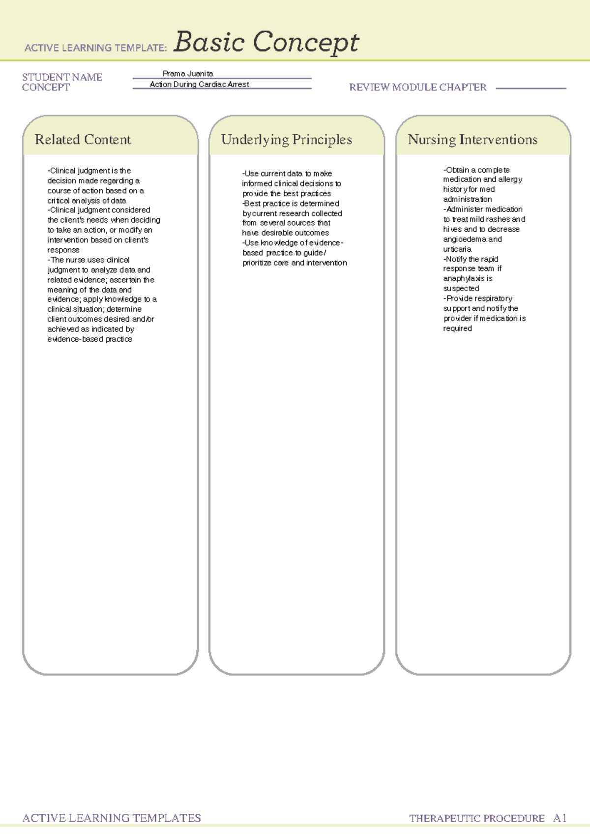 Cardiac Arrest Management: Active Learning Templates for Nursing - Studocu
