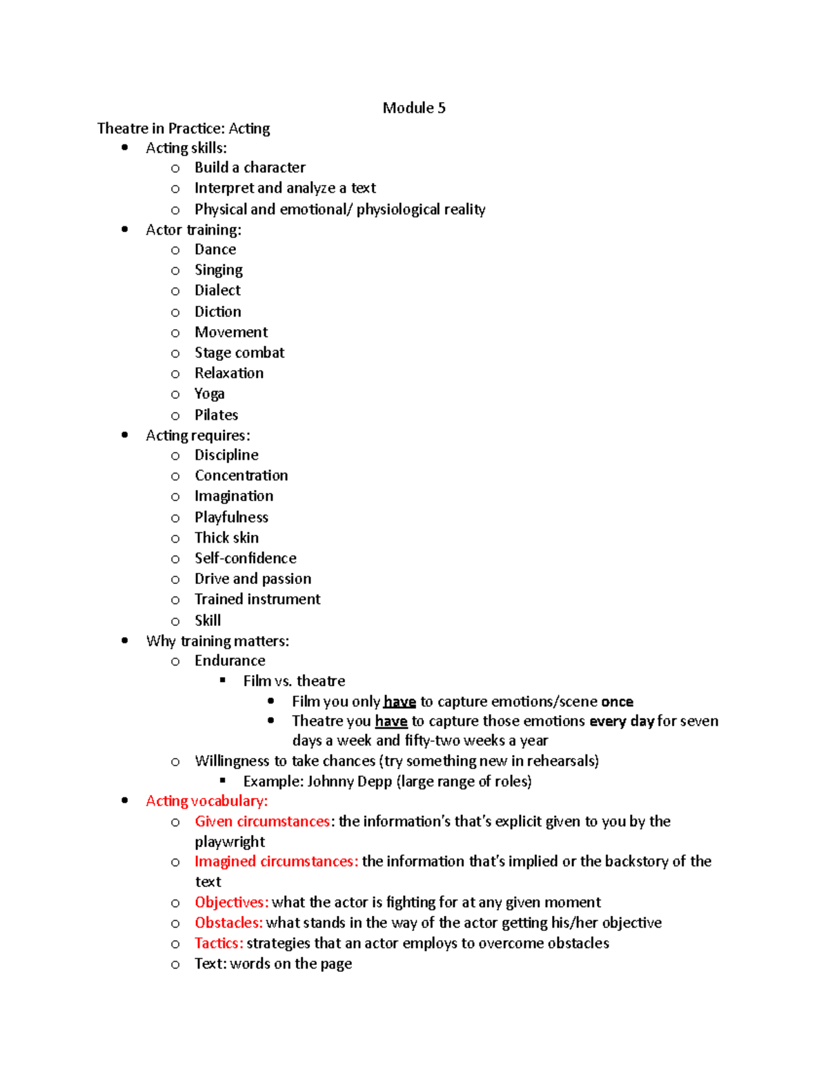 THE2000 Final Exam Study Notes: Acting and Theatre Techniques - Studocu