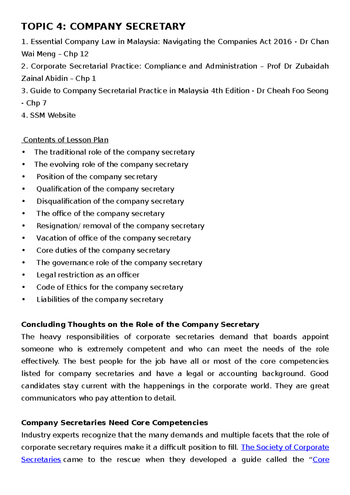 Company Secretarial Practice Topics 4, 5, & 6: Key Concepts ...