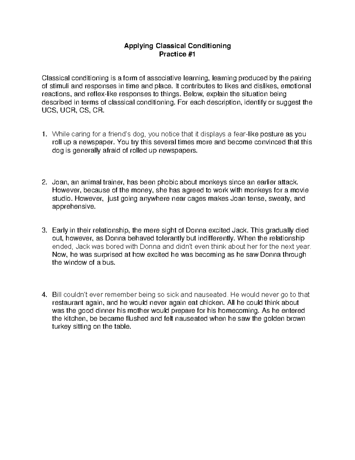 CC Practice 1: Understanding Classical Conditioning Concepts & Key ...
