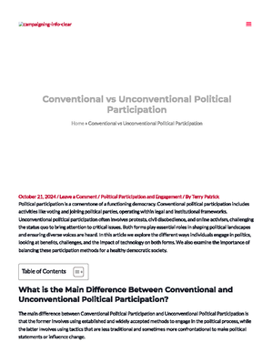 [Solved] Examples of conventional participation in South Africa ...